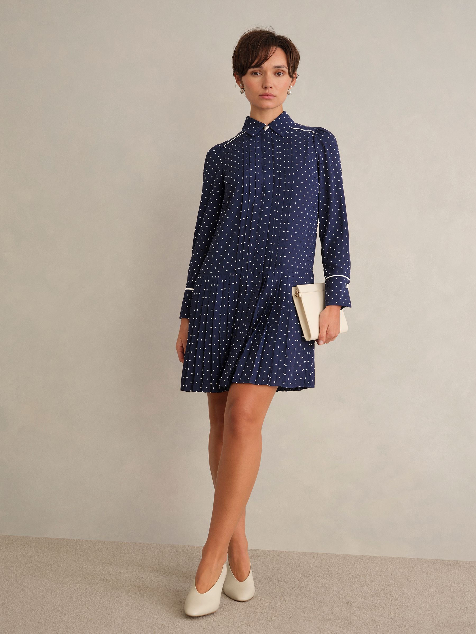 Buy Hobbs Midnight Ivory Francesca Spot Mini Dress from the Next UK ...
