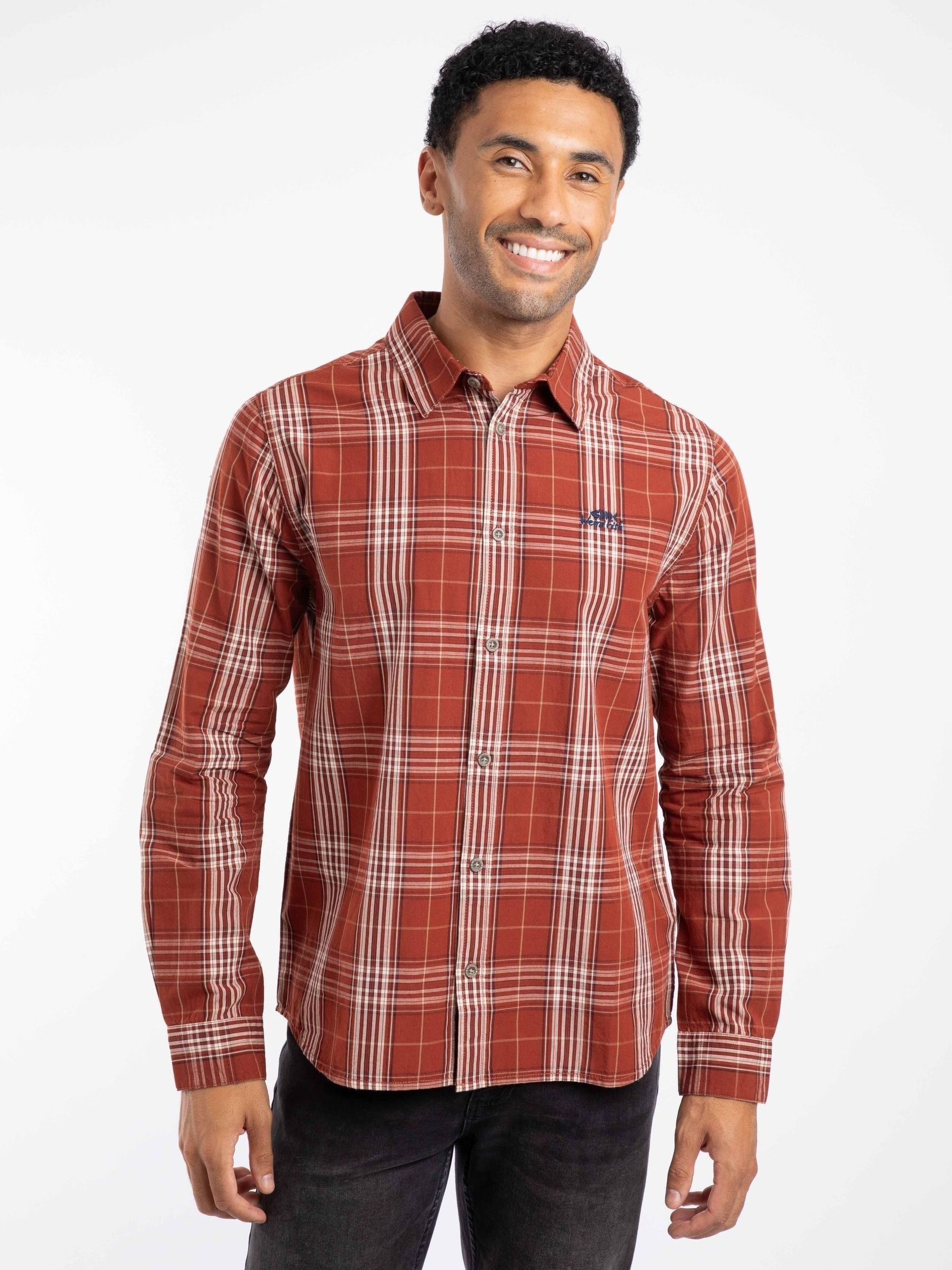 Buy Weird Fish Orange Lando Long Sleeve Check Shirt from Next Belgium