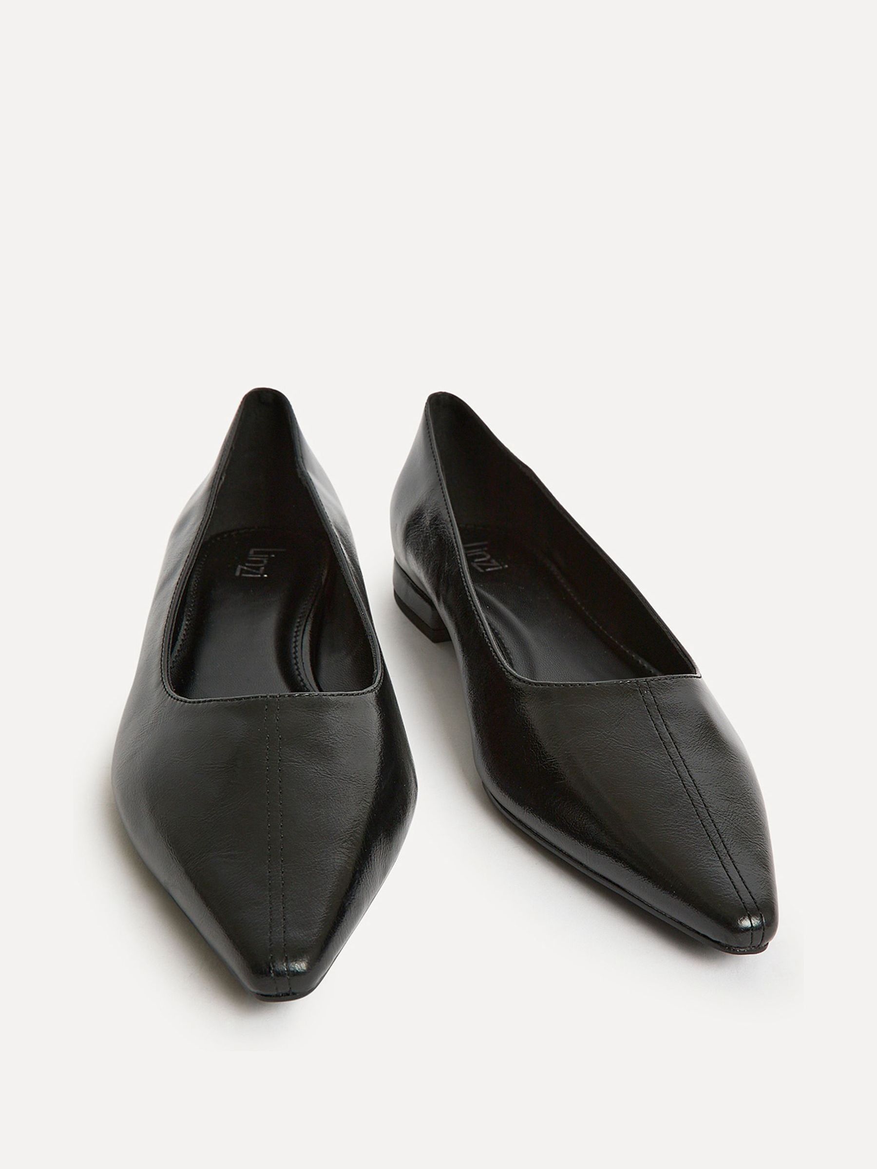 Buy Linzi Black Focus Pointed With Top Stitching Toe Ballet Flats from ...
