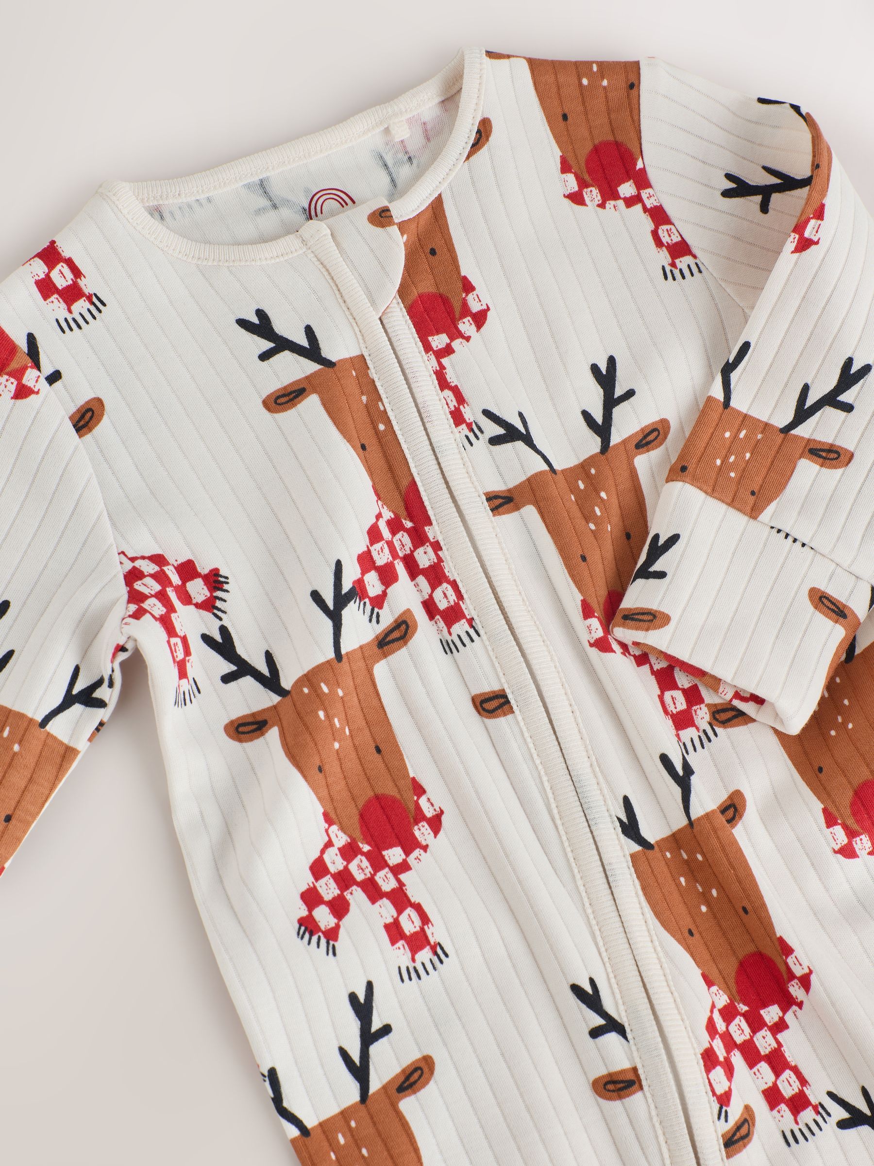 Buy Ecru Baby Christmas Reindeer Sleepsuit (0mths-3yrs) from the Next ...