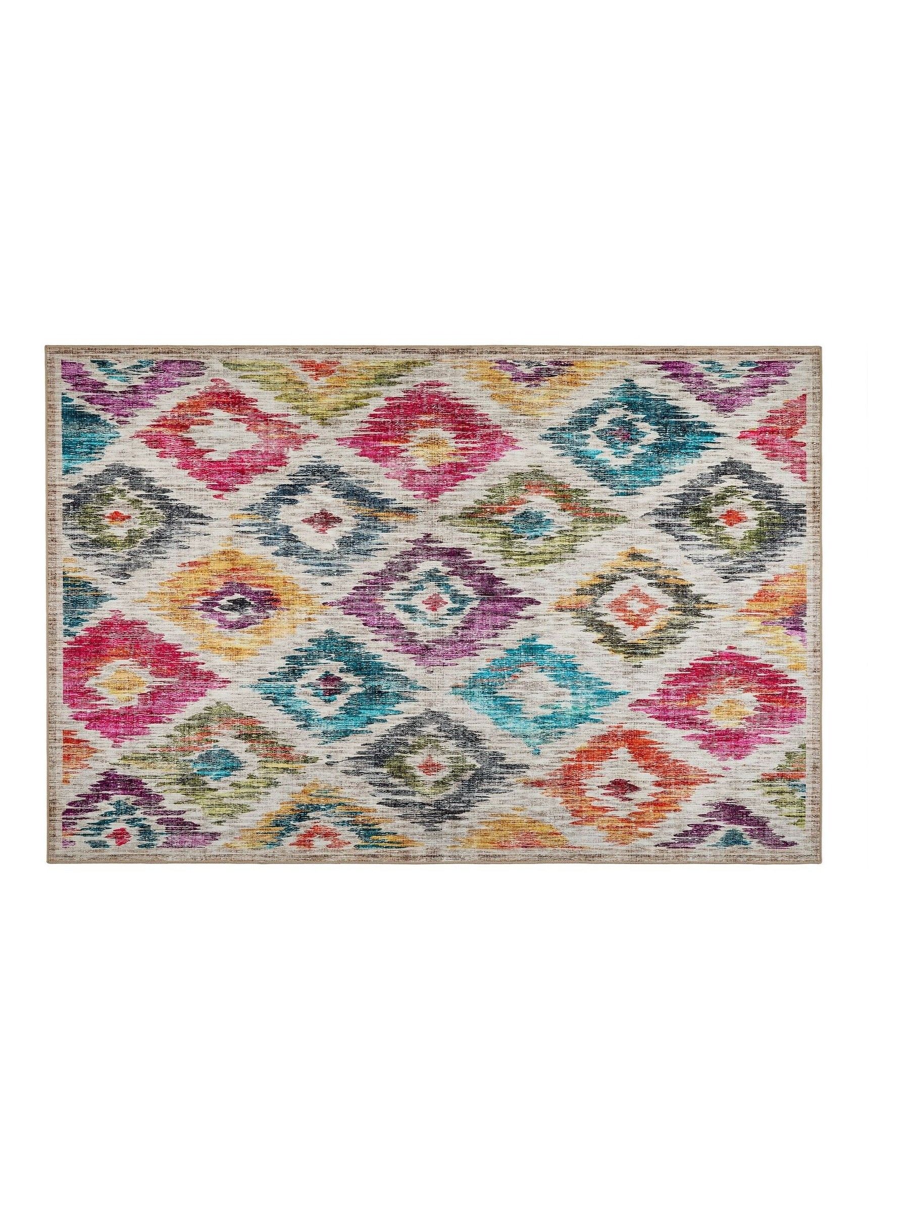 Buy Hug Rug Multi Colour Diamonds British Made Washable Painted iKat ...
