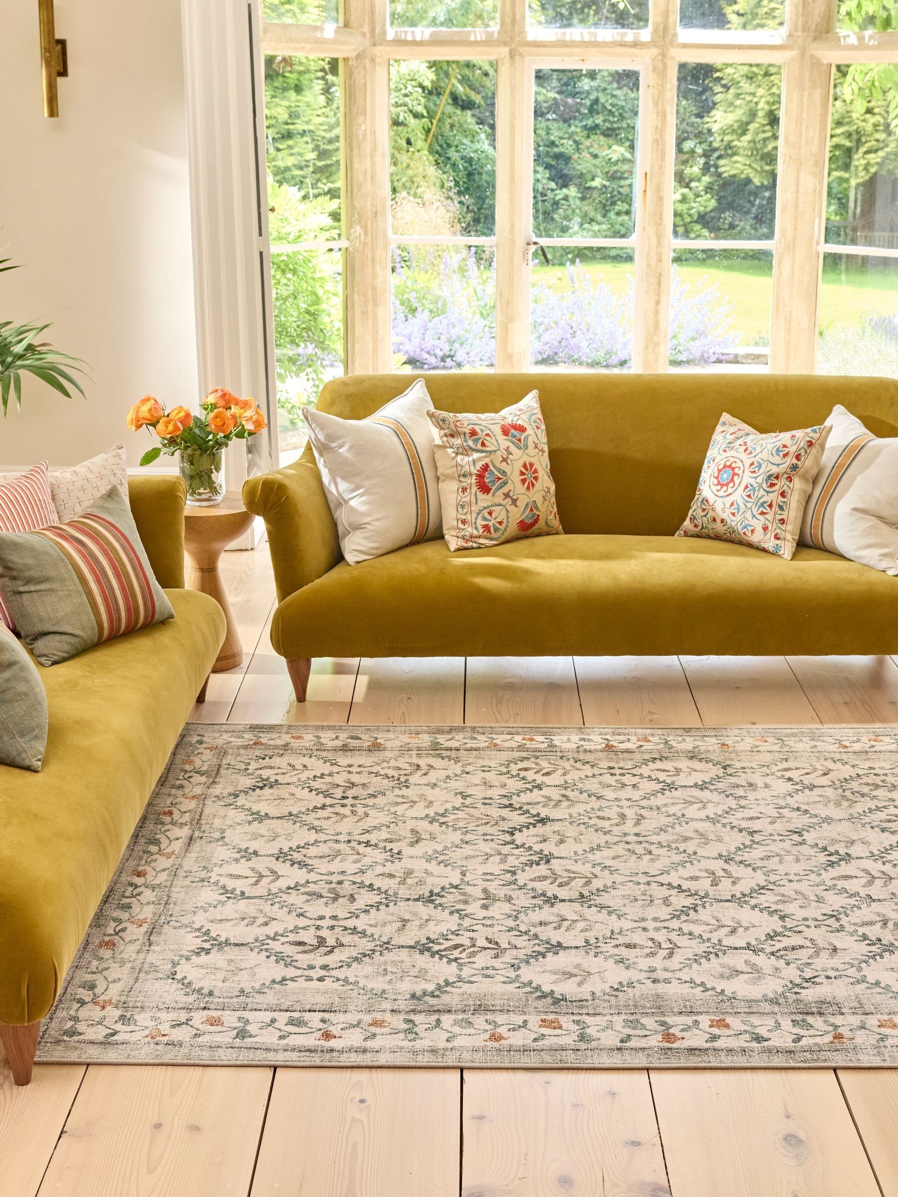 Buy Hug Rug Natural and Green British Made Washable English Garden Rug ...