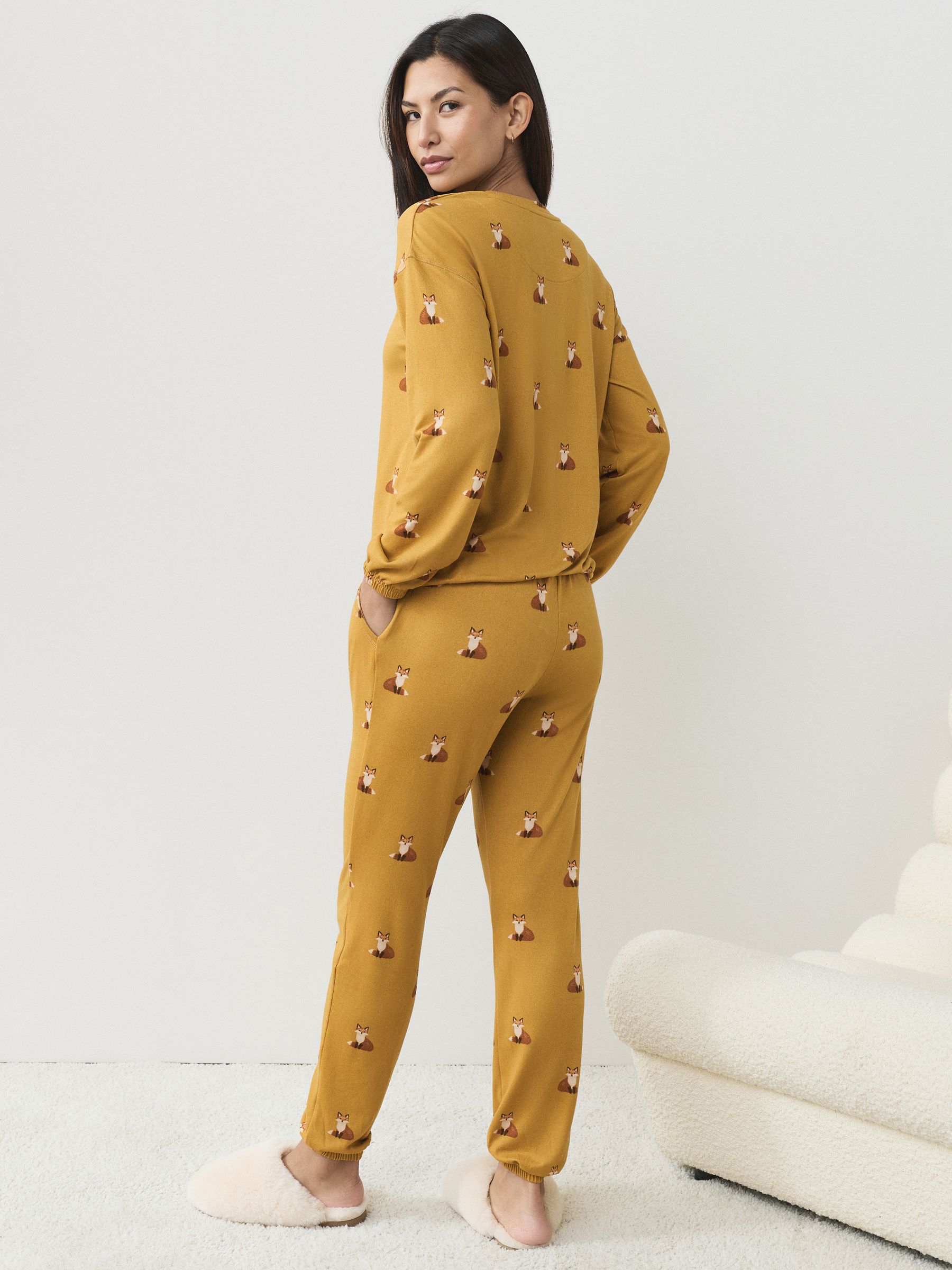 Buy Ochre Yellow Fox - Cosy Long Sleeve Gift Wrap Pyjamas from Next Israel