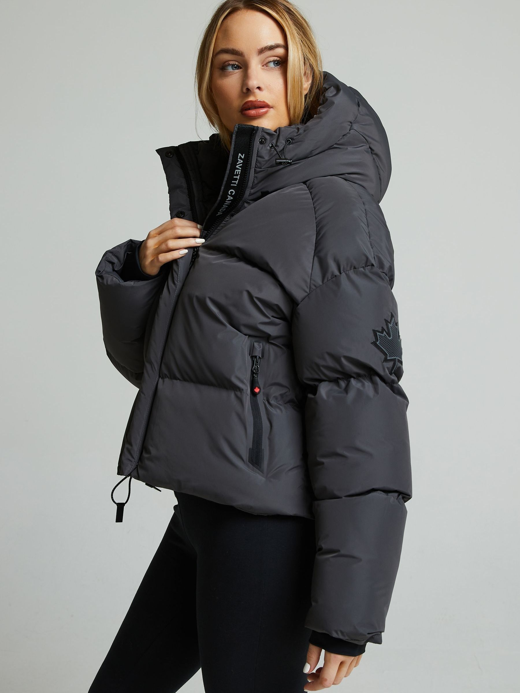 Buy Zavetti Canada Grey Rivera Tech Short Puffer Jacket from the Next ...