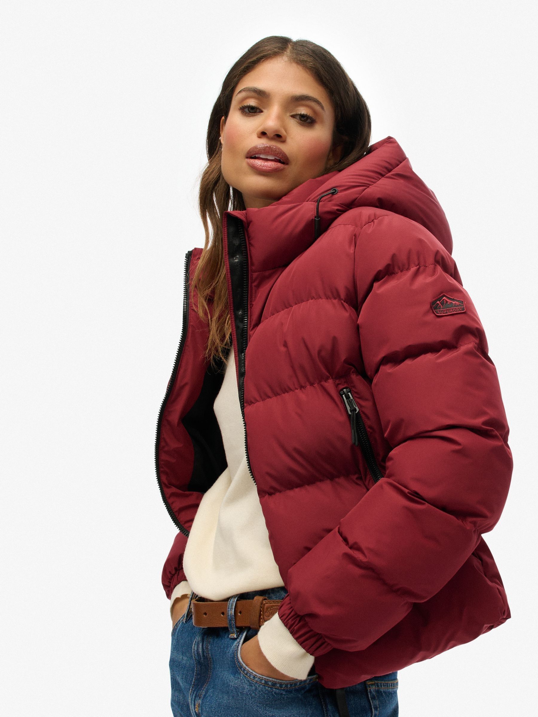 Buy Superdry Red Hooded Sports Puffer Jacket from the Next UK online shop