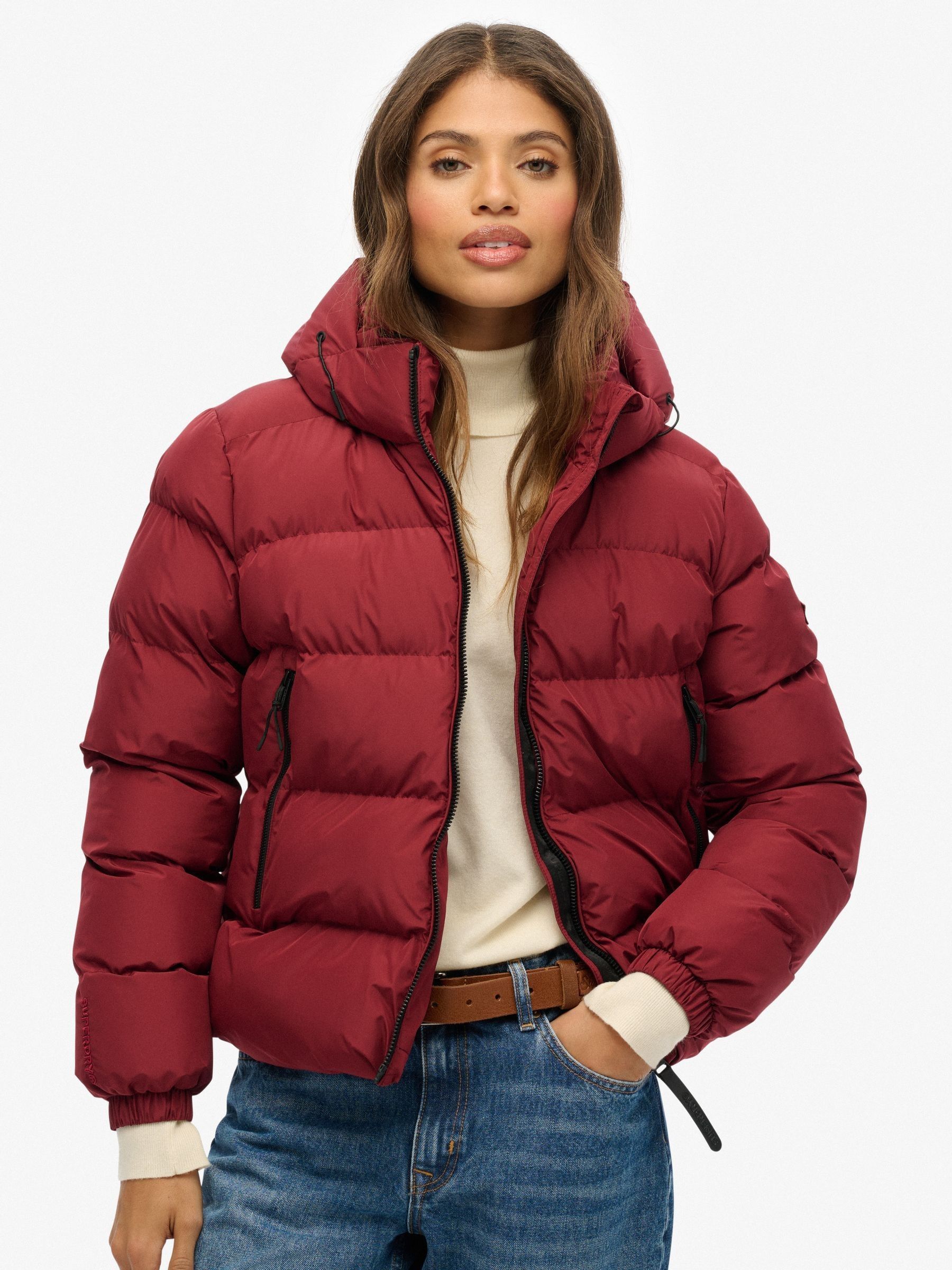 Buy Superdry Red Hooded Sports Puffer Jacket from the Next UK online shop