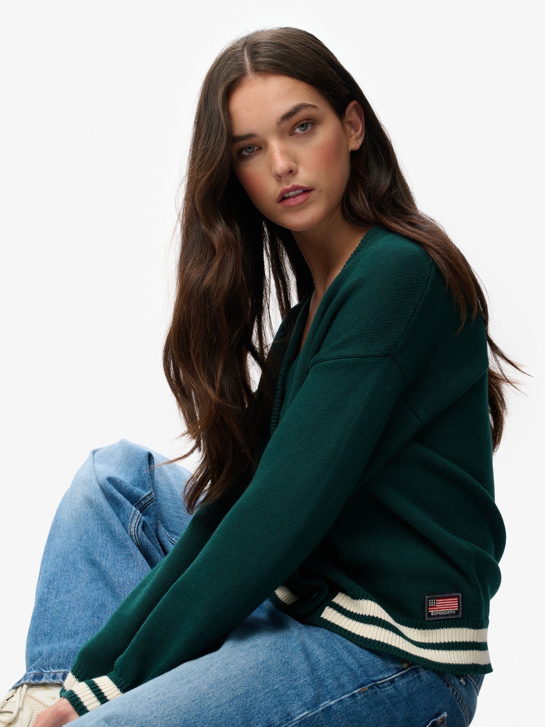 Buy Superdry Green Slouchy Knitted Cardigan from the Next UK online shop