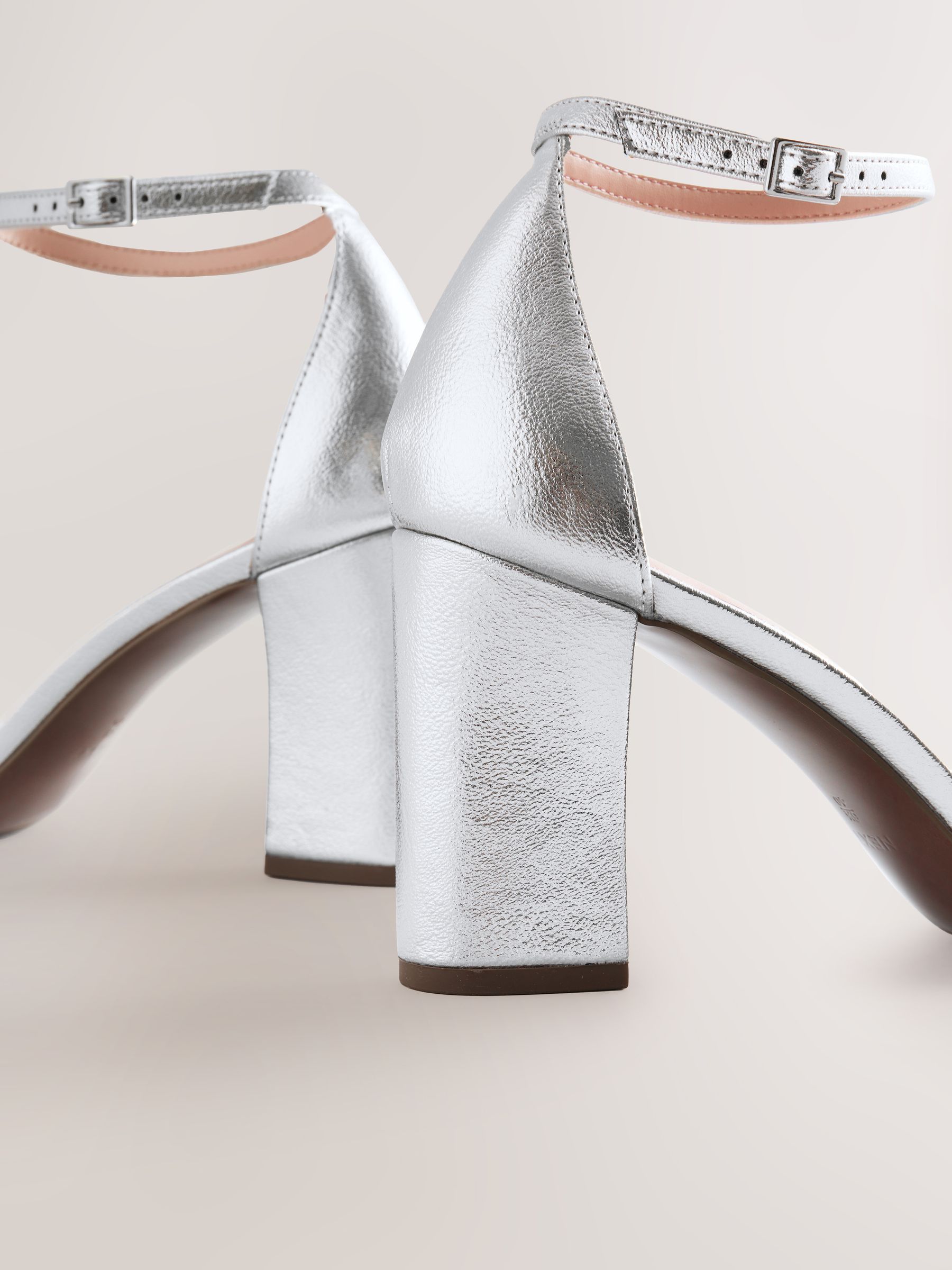 Buy Silver Standard/Wide Fit Block Heel Sandals from the Next UK online ...