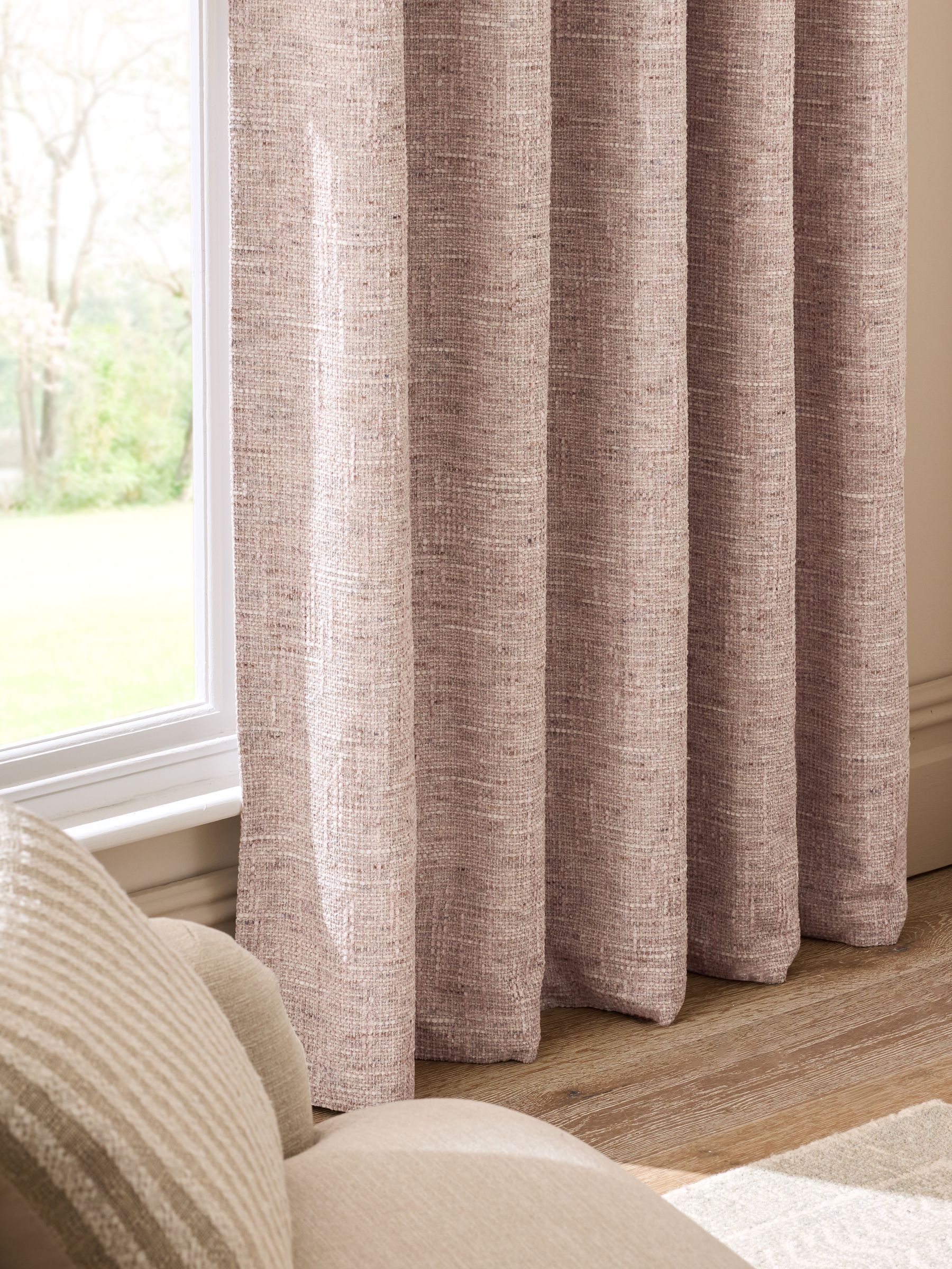 Buy Pink Textured Chenille Lined Eyelet Curtains from Next Ireland