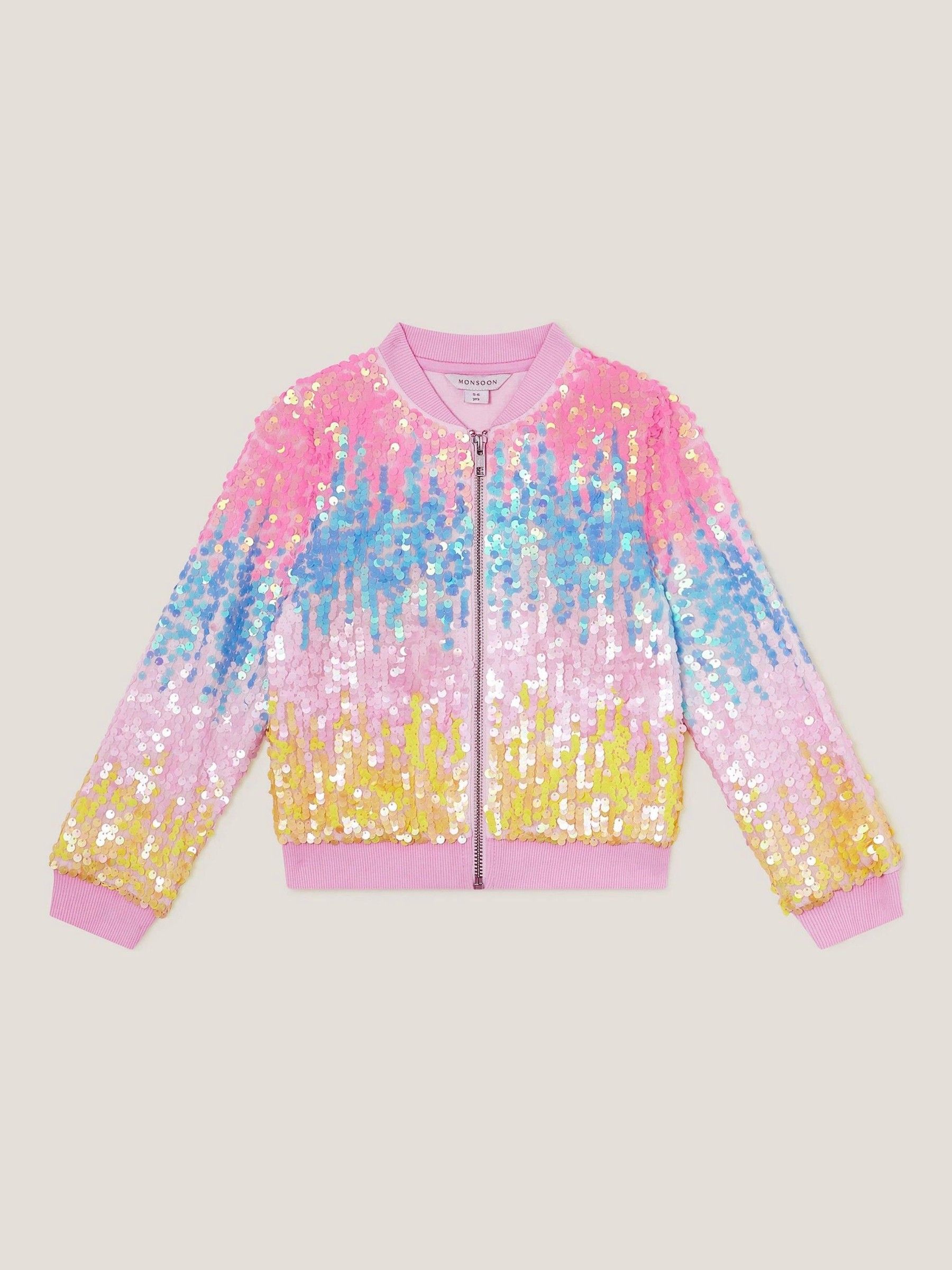 Buy Monsoon Pink Sequin Ombre Bomber Jacket from the Next UK online shop