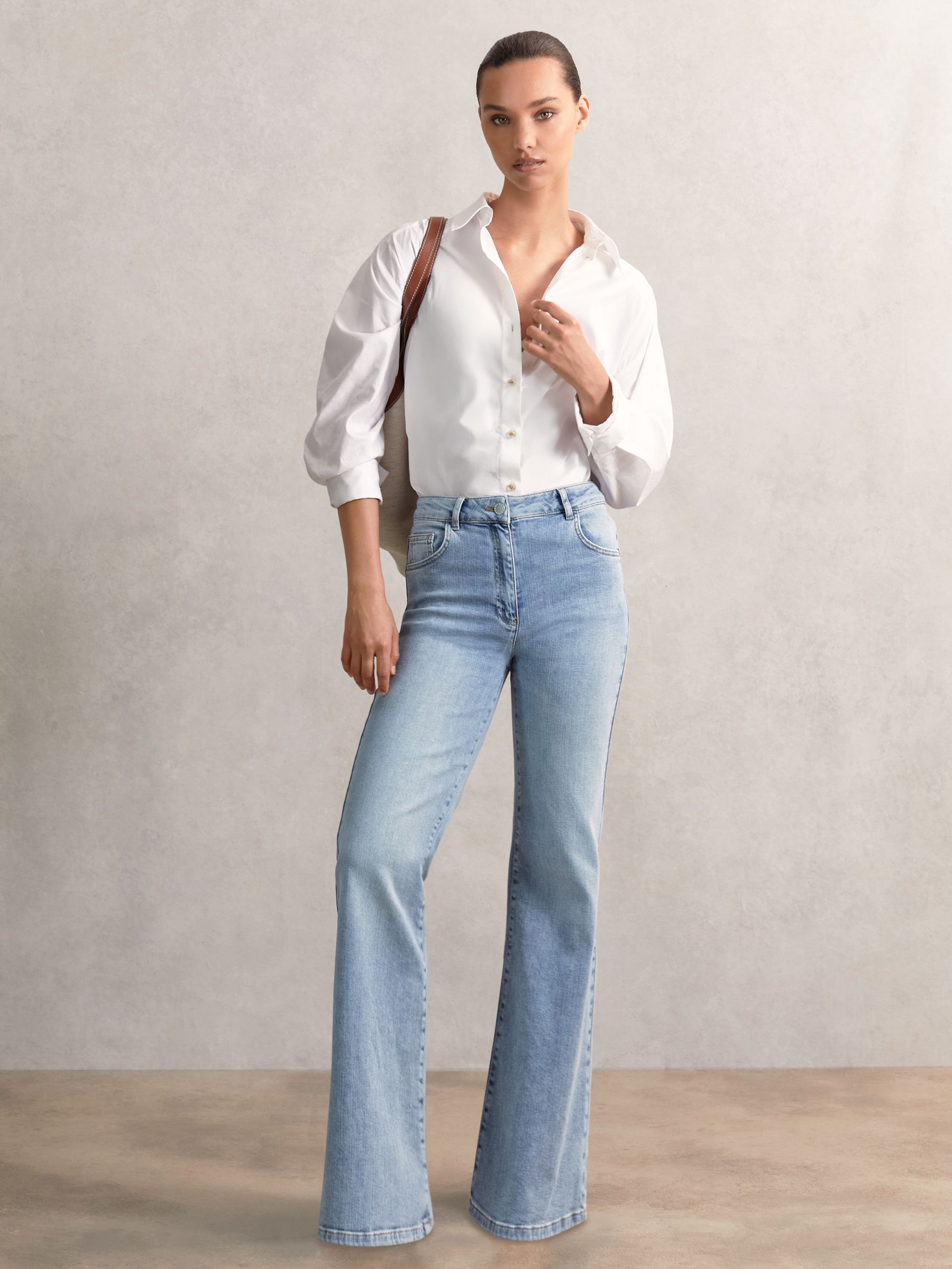 Buy Reiss Light Blue Bonnie Mid-Rise Flared Jeans from the Next UK ...