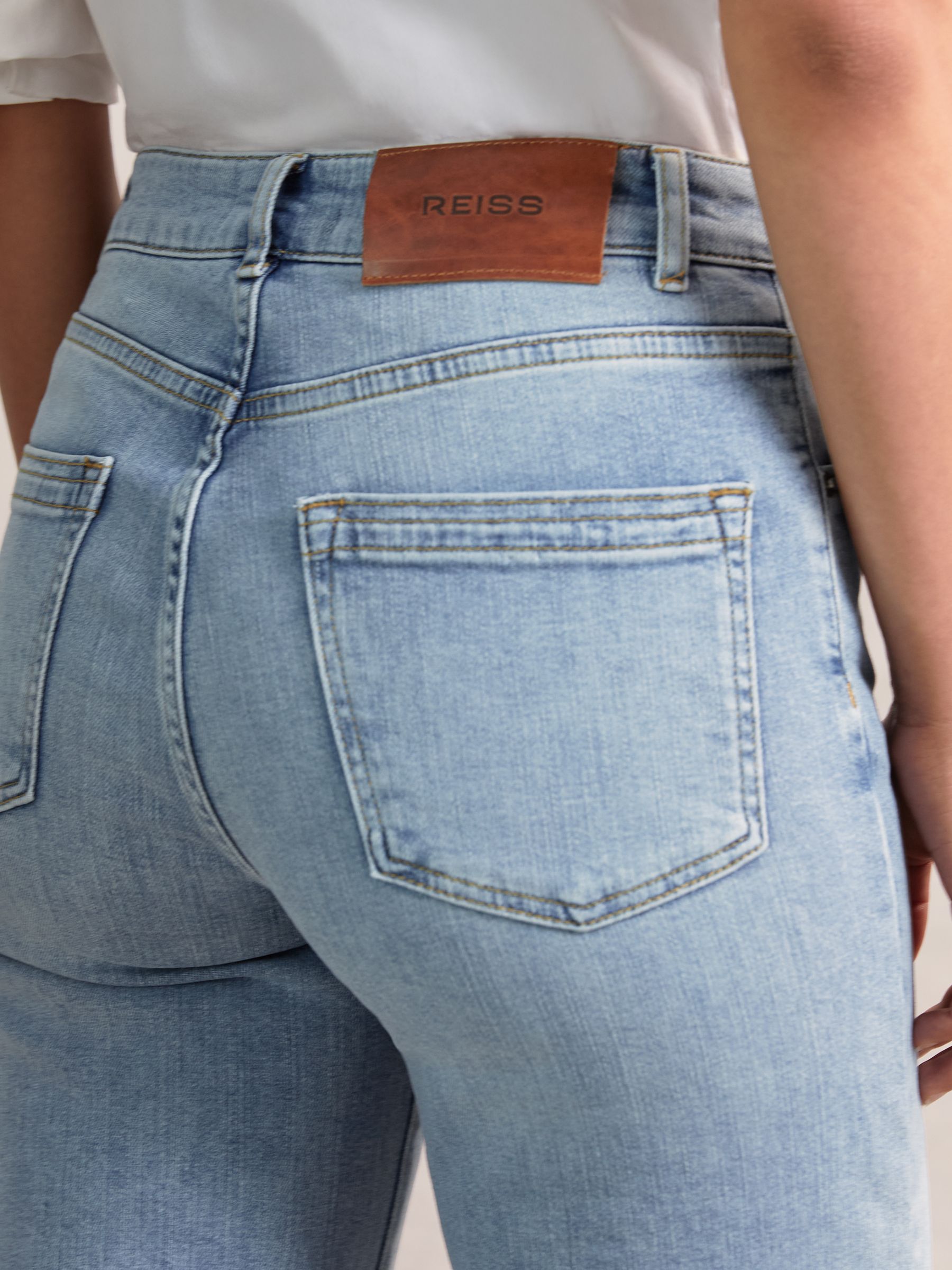 Buy Reiss Light Blue Bonnie Mid-Rise Flared Jeans from the Next UK ...