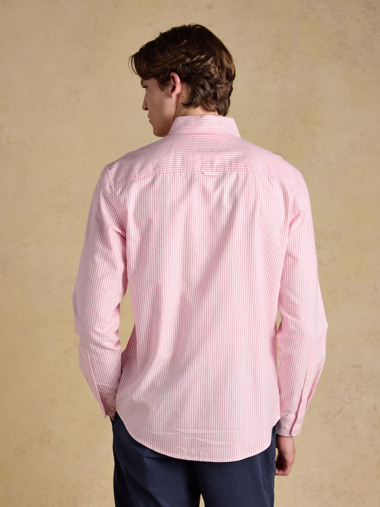 Buy Joules Oxford Pink & White Stripe Long Sleeve Classic Fit Cotton ...