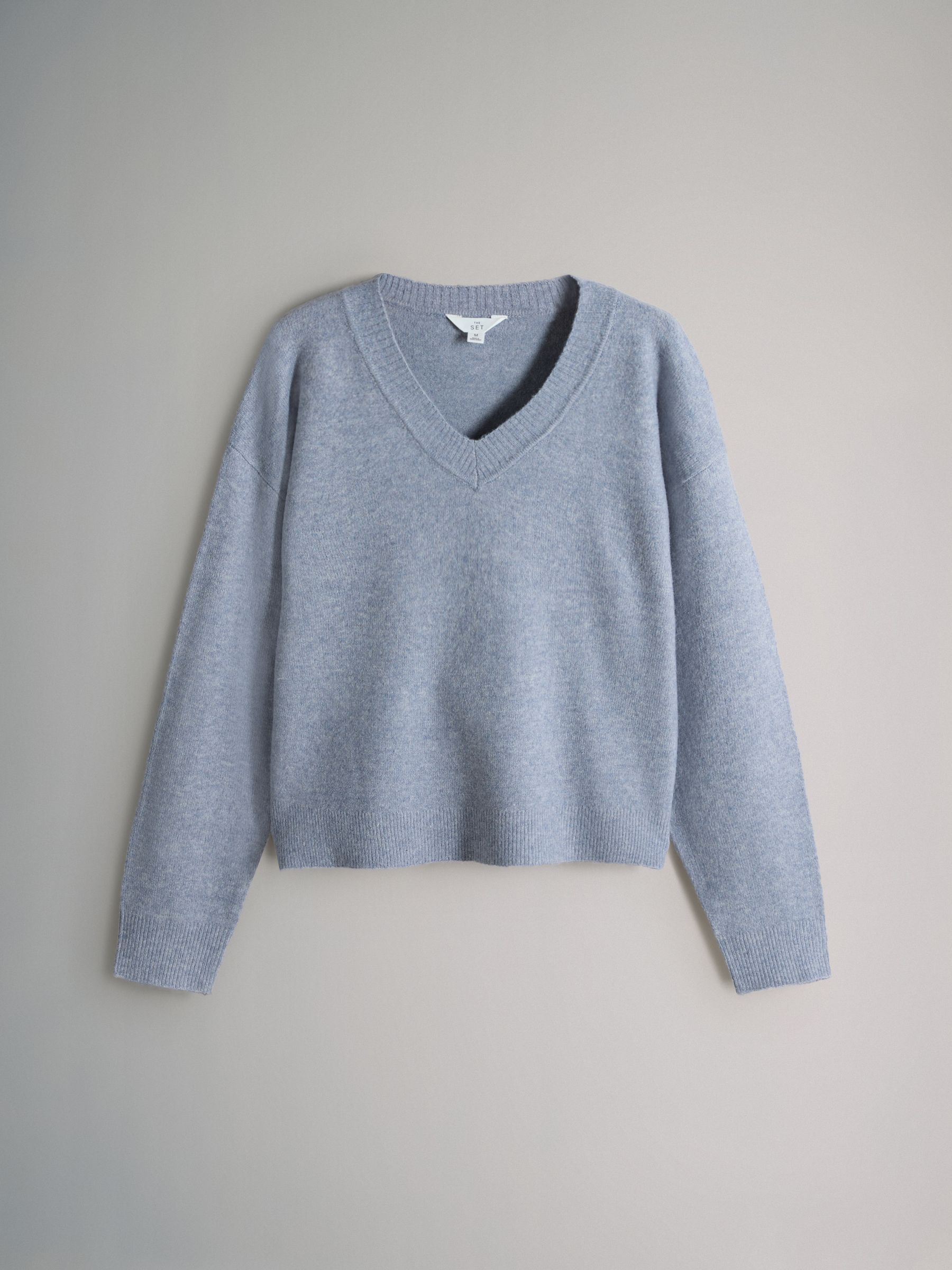 Buy The Set 3 Pack Knitted V-Neck Jumpers With Wool Taupe Brown/Light ...