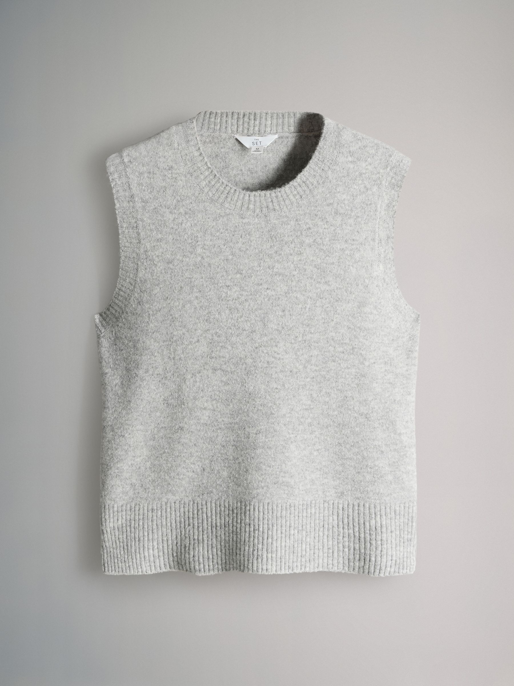Buy The Set 3 Pack Knitted Vest Tank Tops With Wool Black/Grey Marl ...