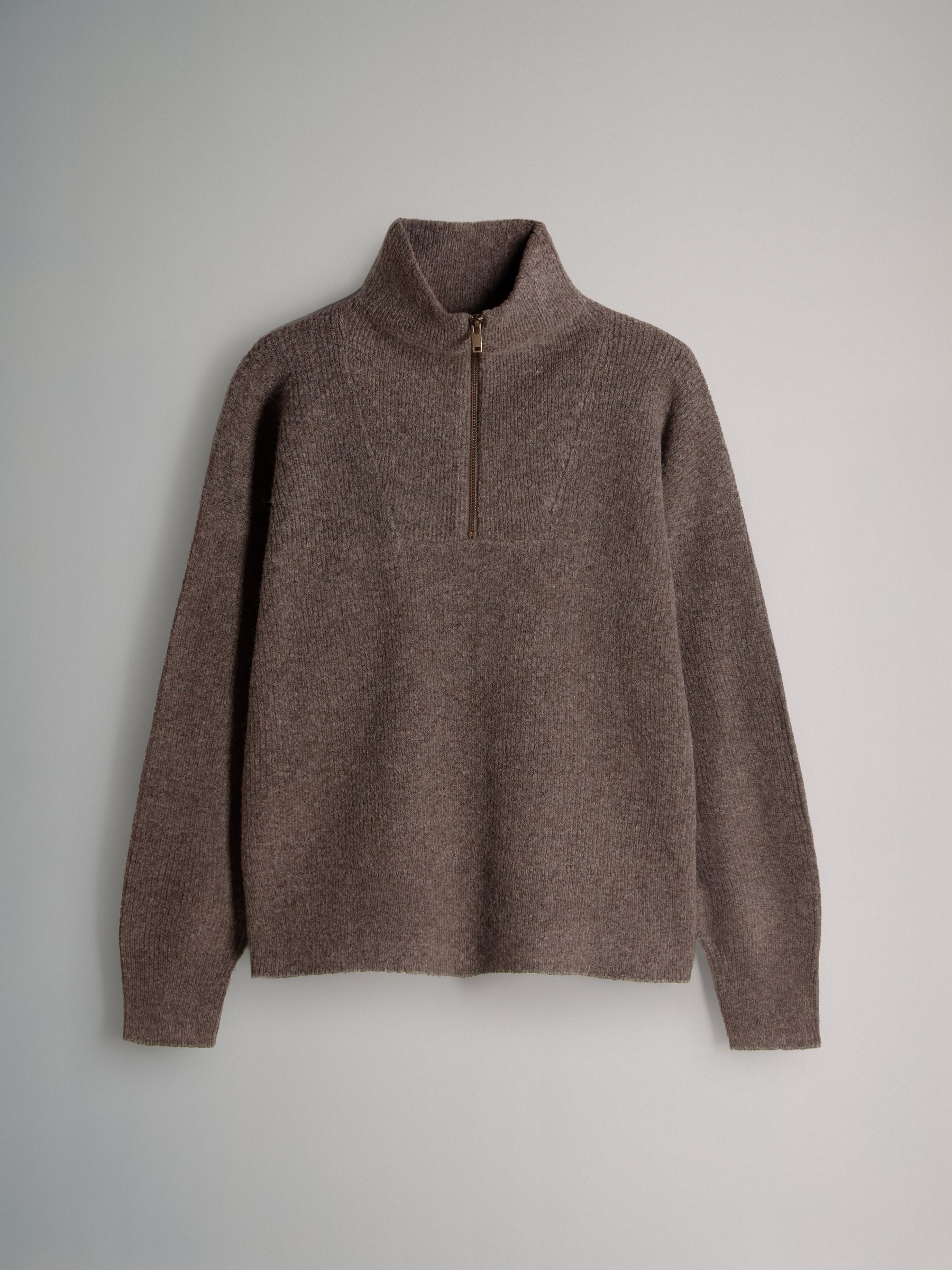 Buy The Set 2 Pack Knitted Ribbed Quarter Zip Jumpers With Wool Cream ...
