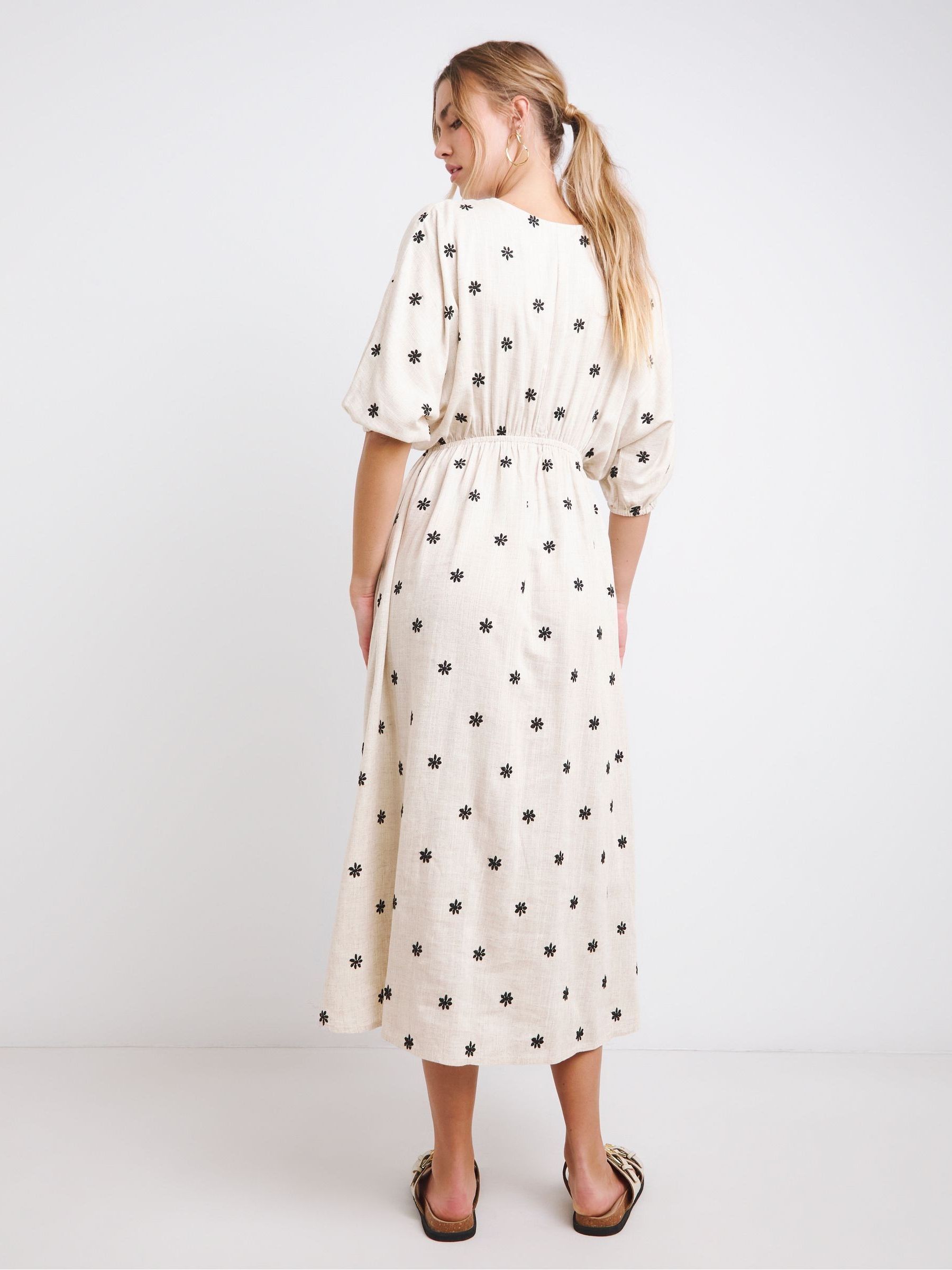 Buy Simply Be Natural Embroidered Linen Dress from the Next UK online shop