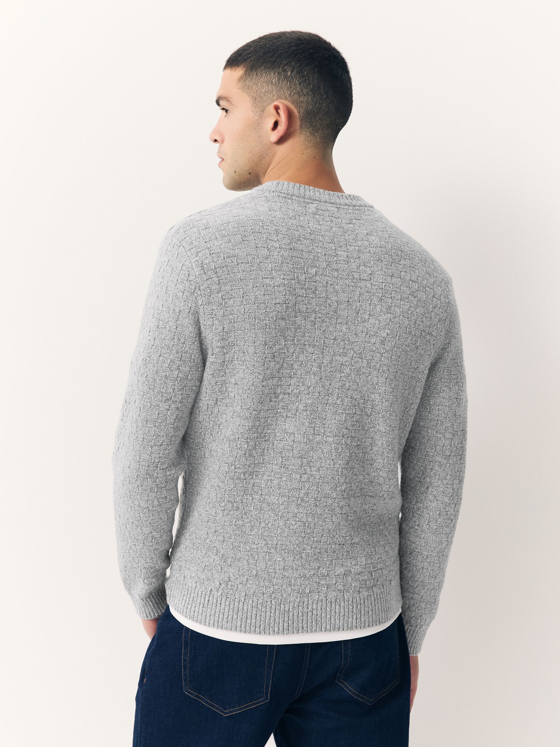 Buy Grey Regular Fit Textured Crew Neck Knitted Jumper from the Next UK ...