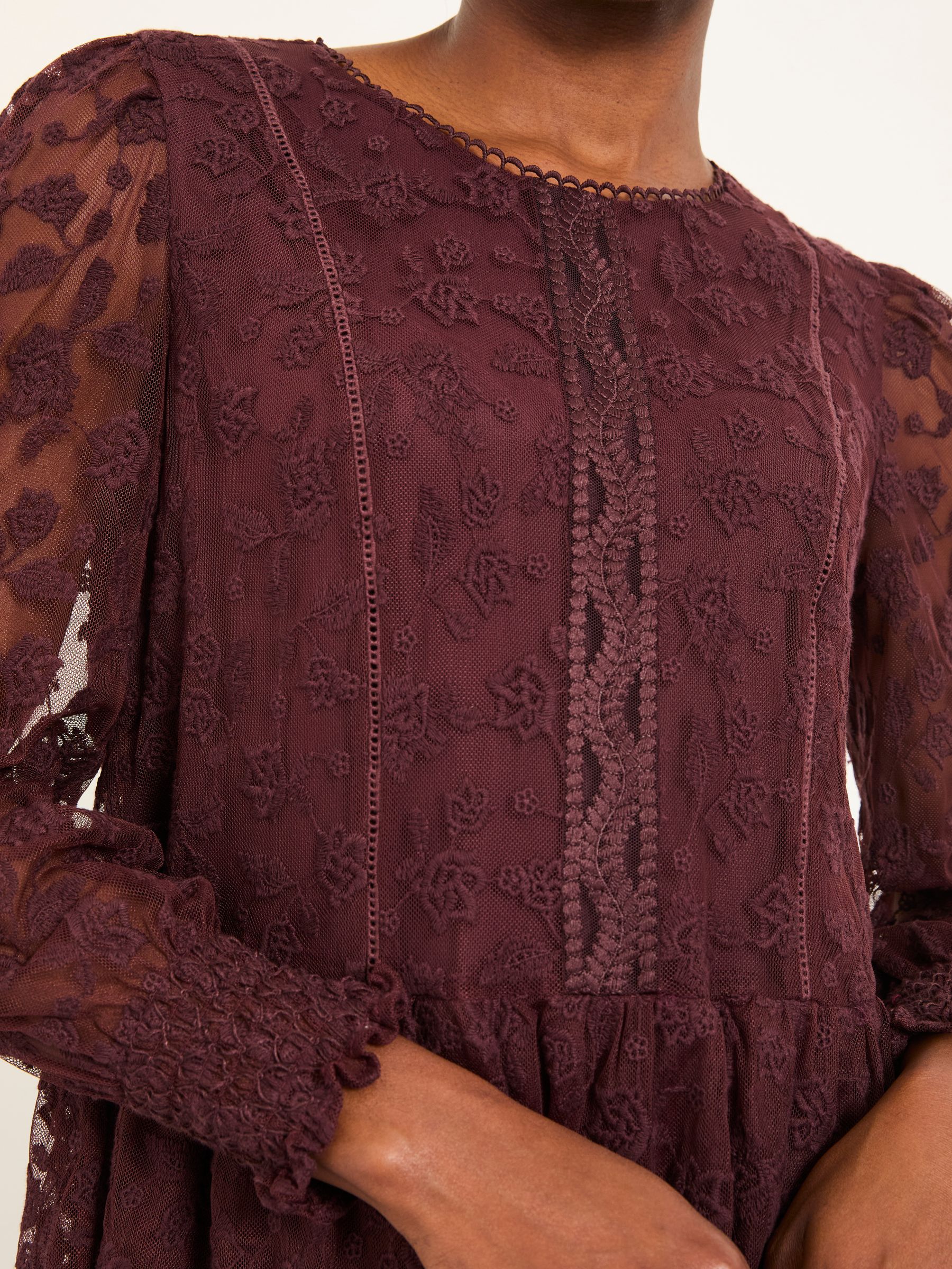 Buy FatFace Marianne Dark Purple Lace Round Neck Top from Next Canada