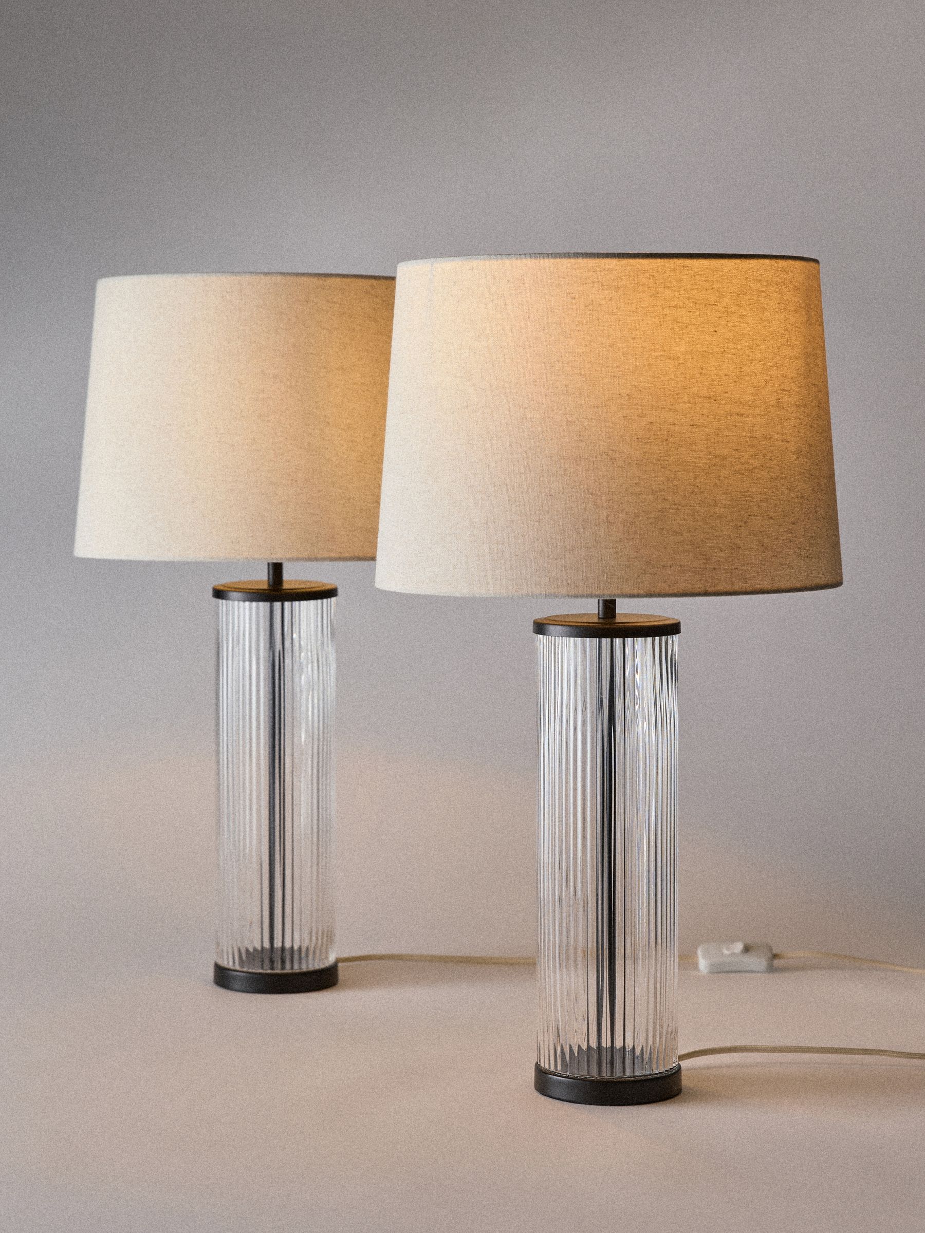 Buy The Set 2 Pack Black/Cream Ribbed Glass Table Lamps from the Next ...