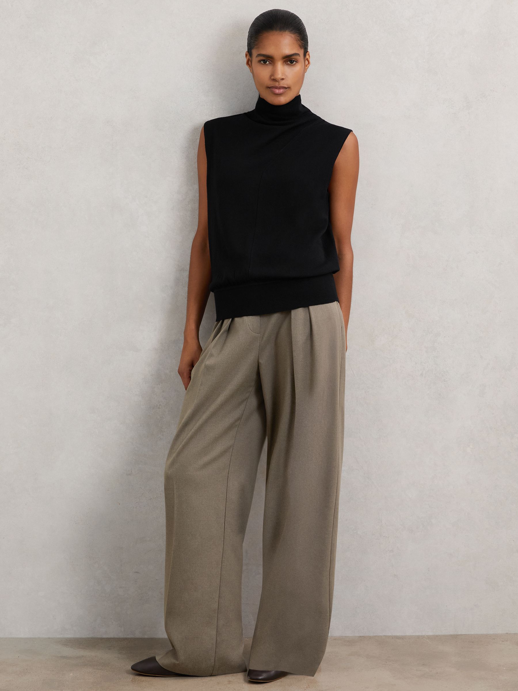 Buy Reiss Black Harper Wool Slouched Sleeveless Top from the Next UK ...
