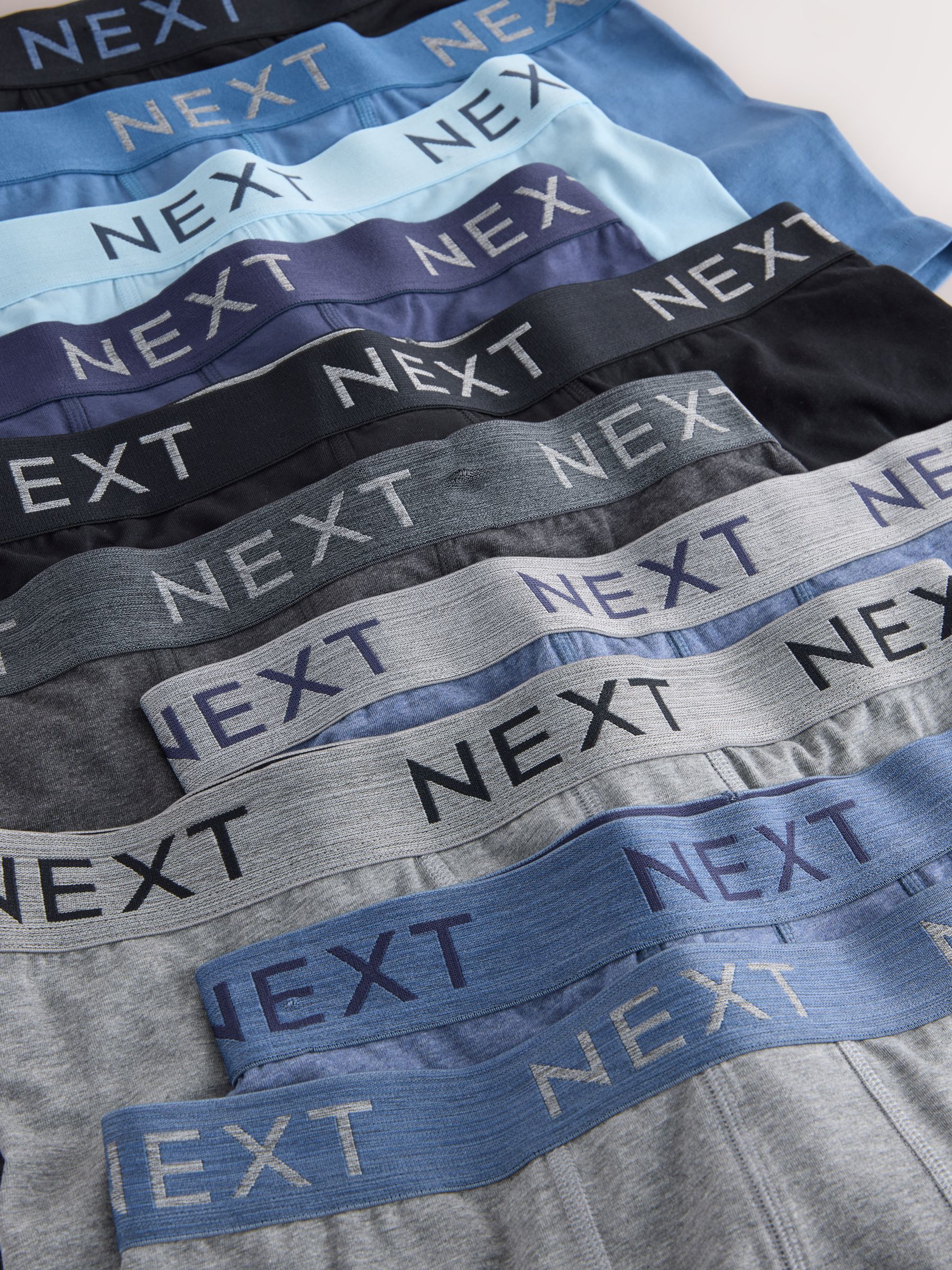 Buy Blue/Grey Marl 10 pack Cotton Rich Blend Hipster Boxers from the ...