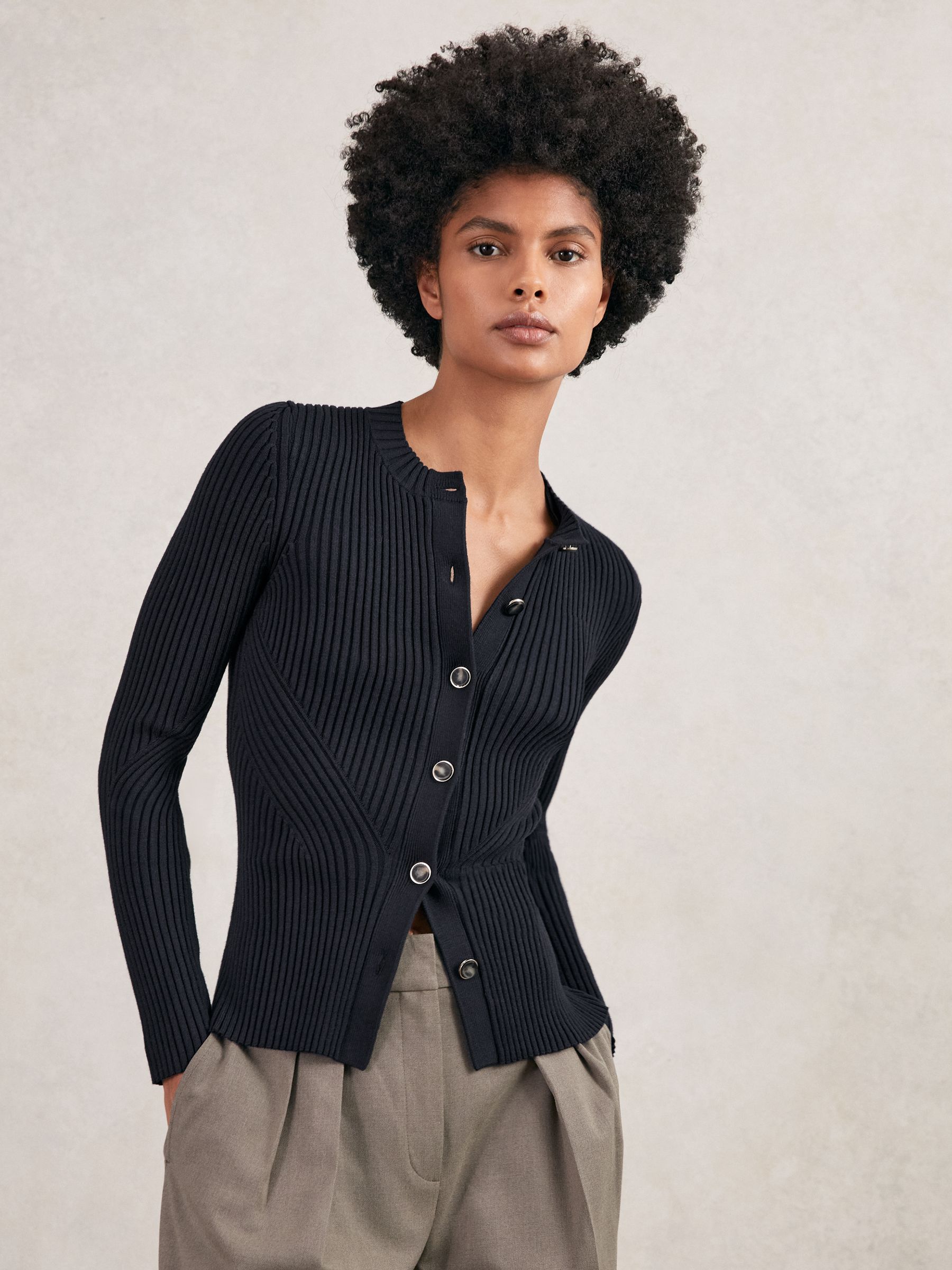 Buy Reiss Navy Tula Button Front Knit Cardigan from the Next UK online shop