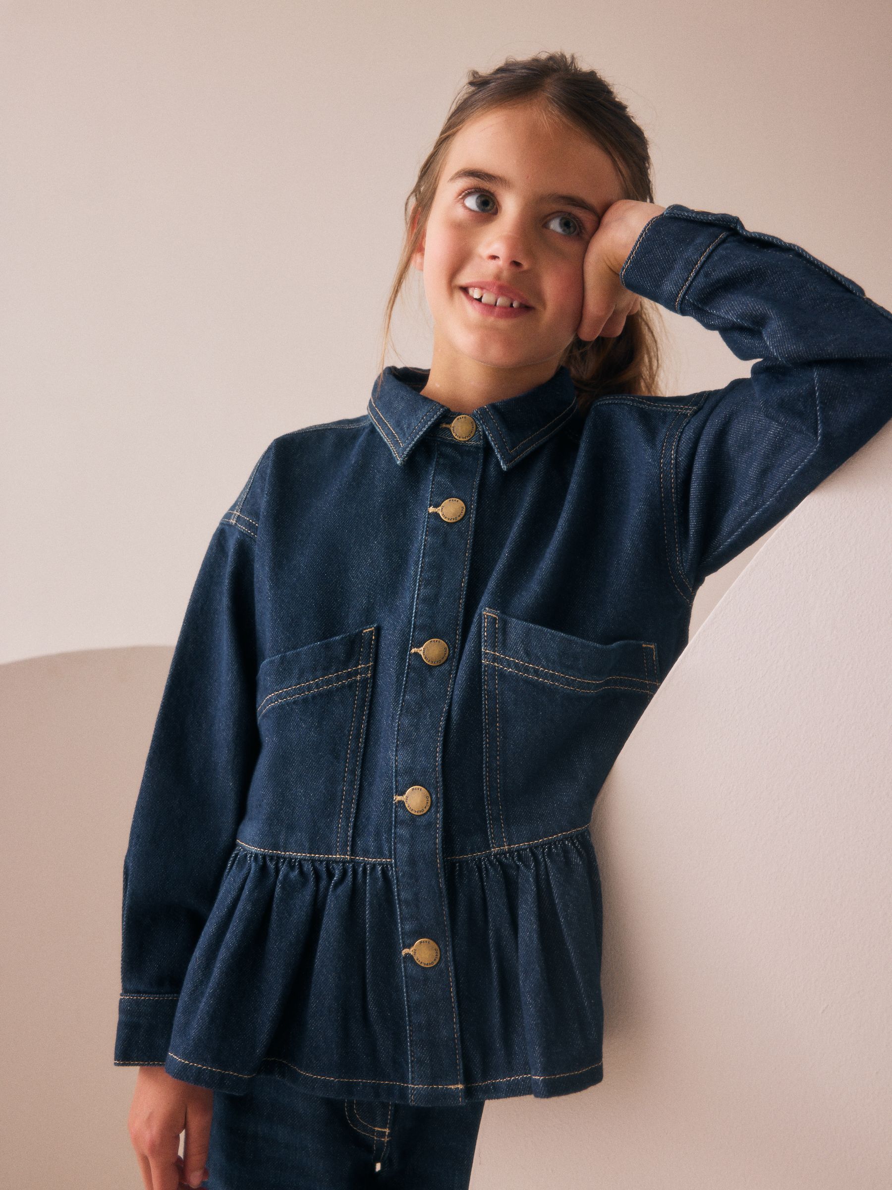 Buy Indigo Blue Peplum Hem Denim Jacket (3-16yrs) from the Next UK ...