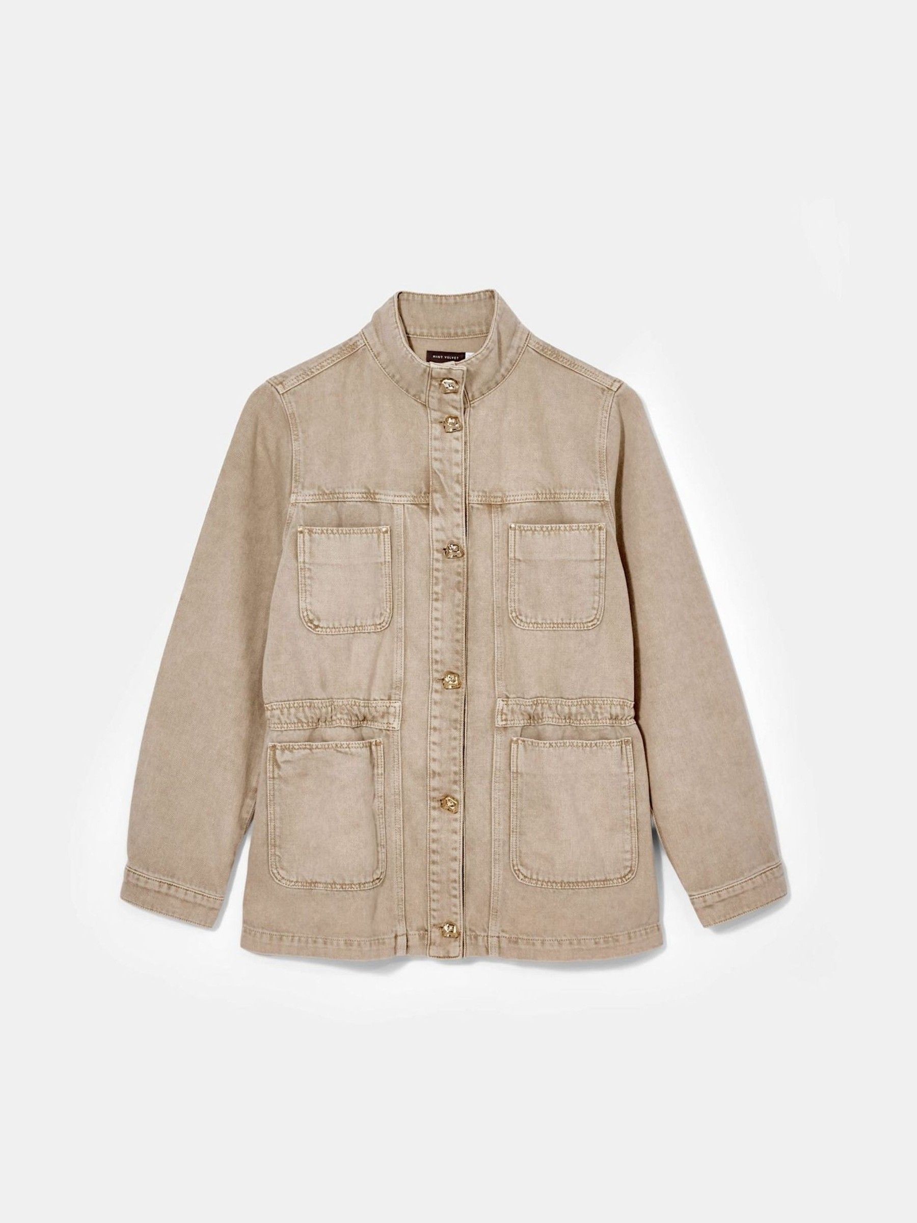 Buy Mint Velvet Cream Washed Utility Denim 100% Cotton Jacket from the ...