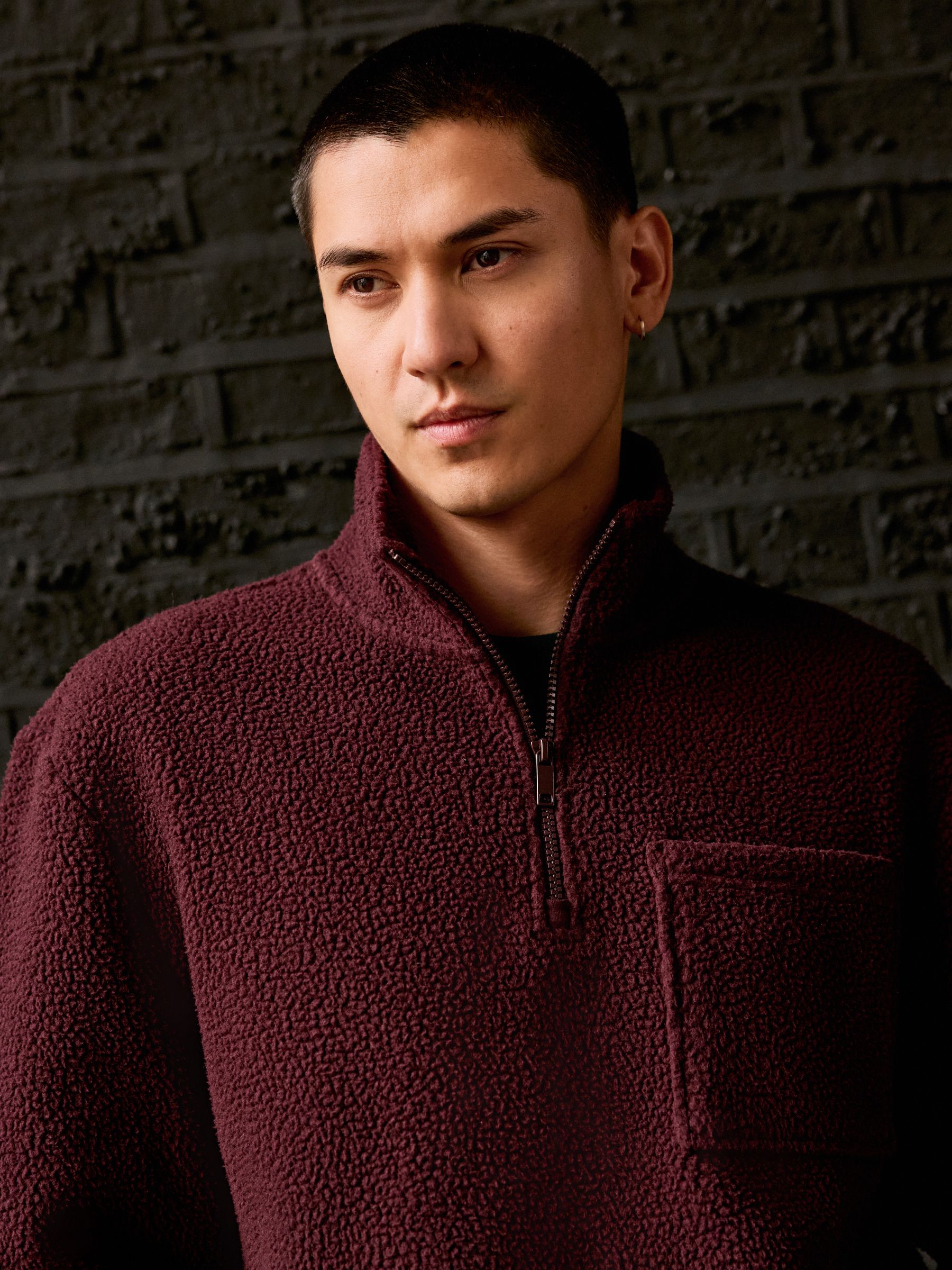 Buy Burgundy Red Quarter Zip Borg Fleece from the Next UK online shop