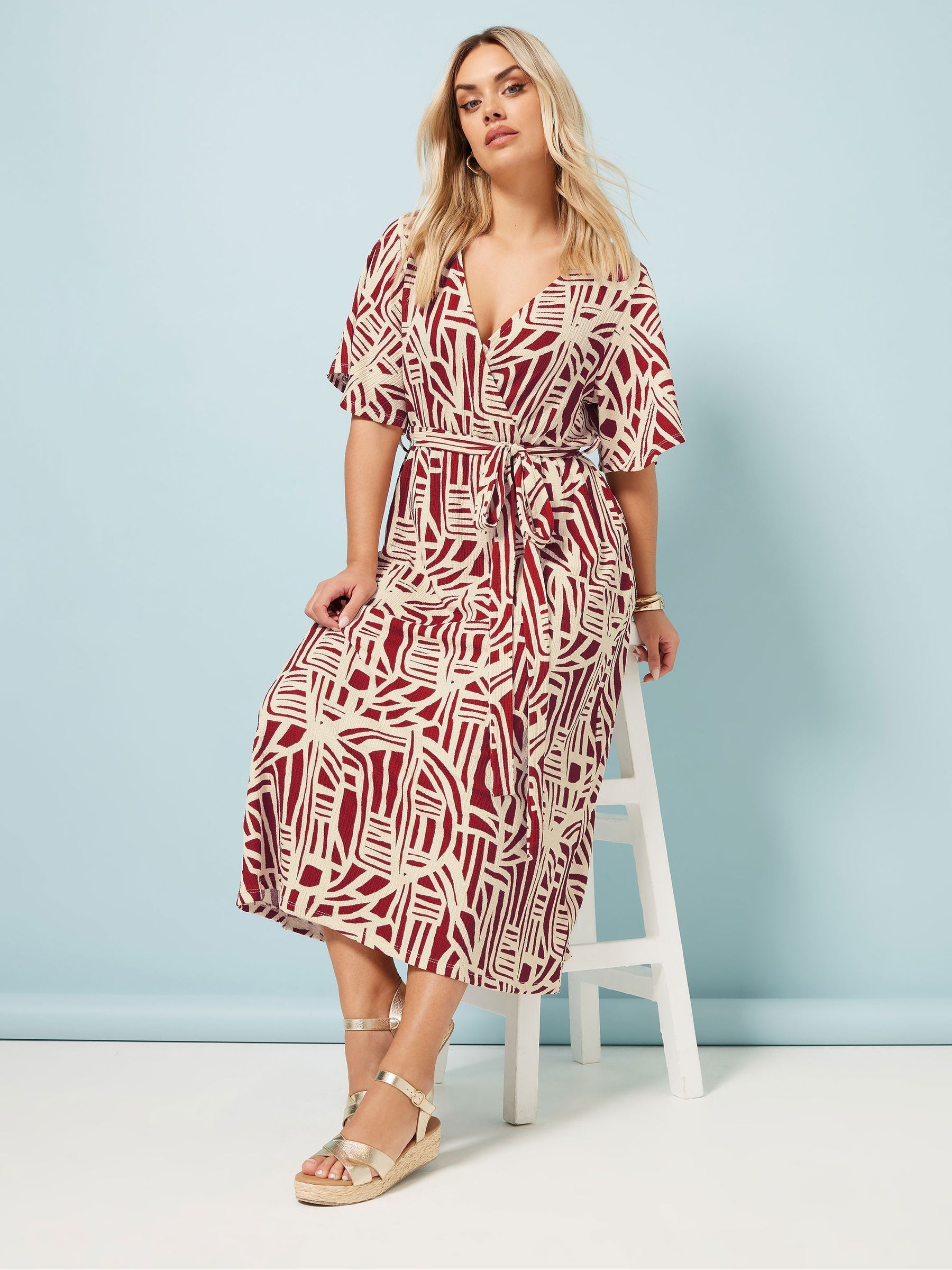 Buy Yours Curve Red Abstract Wrap Dress from the Next UK online shop