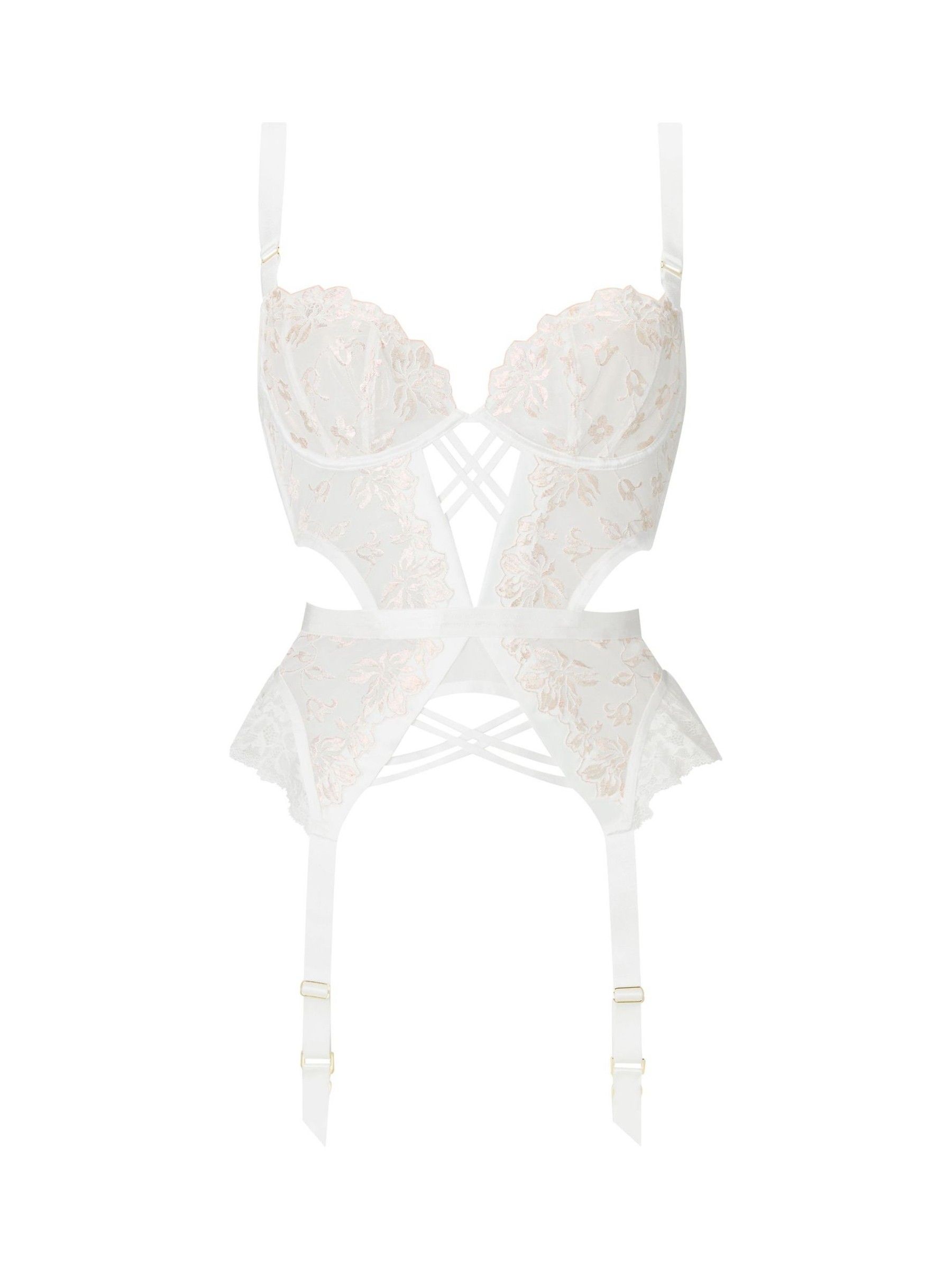 Buy Ann Summers White Mirage Foiled Lace Non Padded Basque from the ...