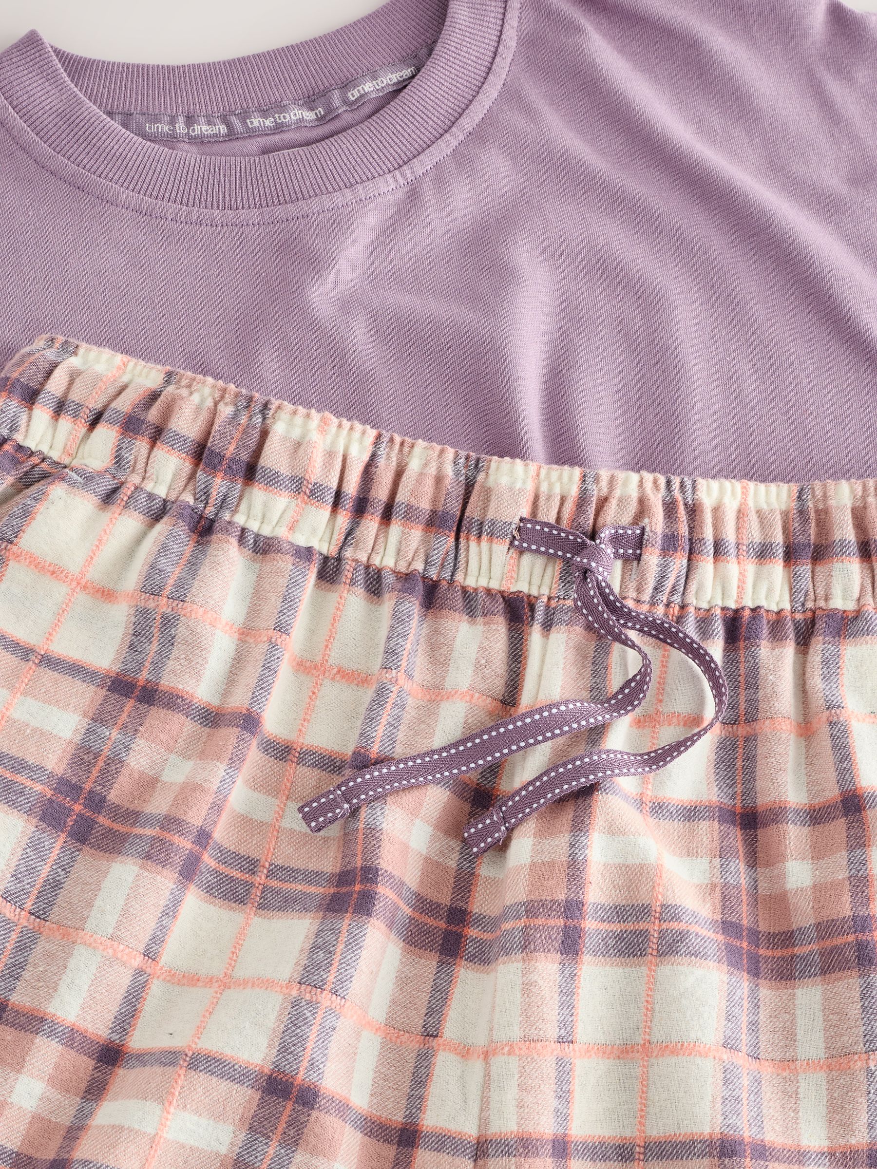 Buy Lilac Purple Check Cotton/Modal Blend Short Sleeve Pyjamas from ...