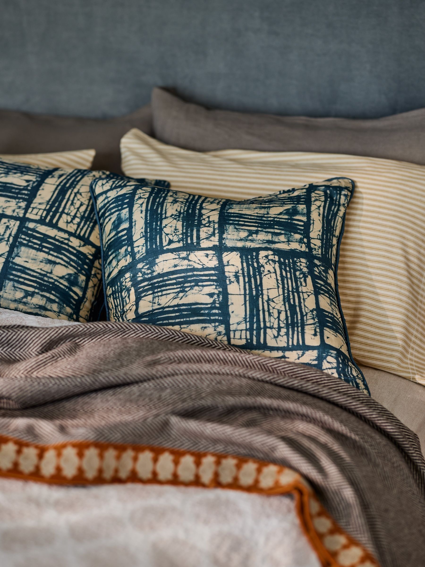 Buy Oka Blue Taika Cushion Cover from the Next UK online shop