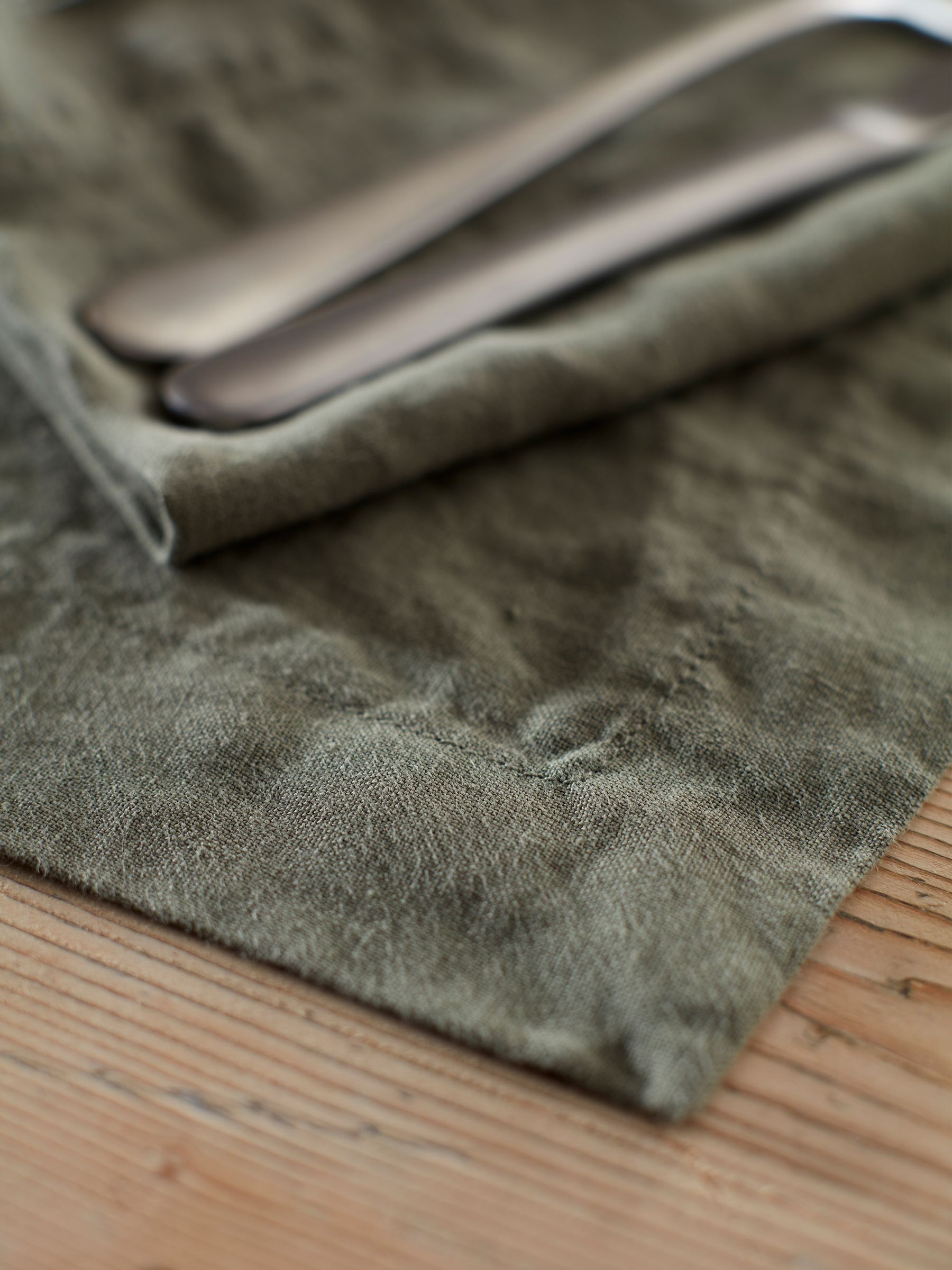 Buy Secret Linen Store Olive Green Sid Stripe 100% Linen Placemats from ...