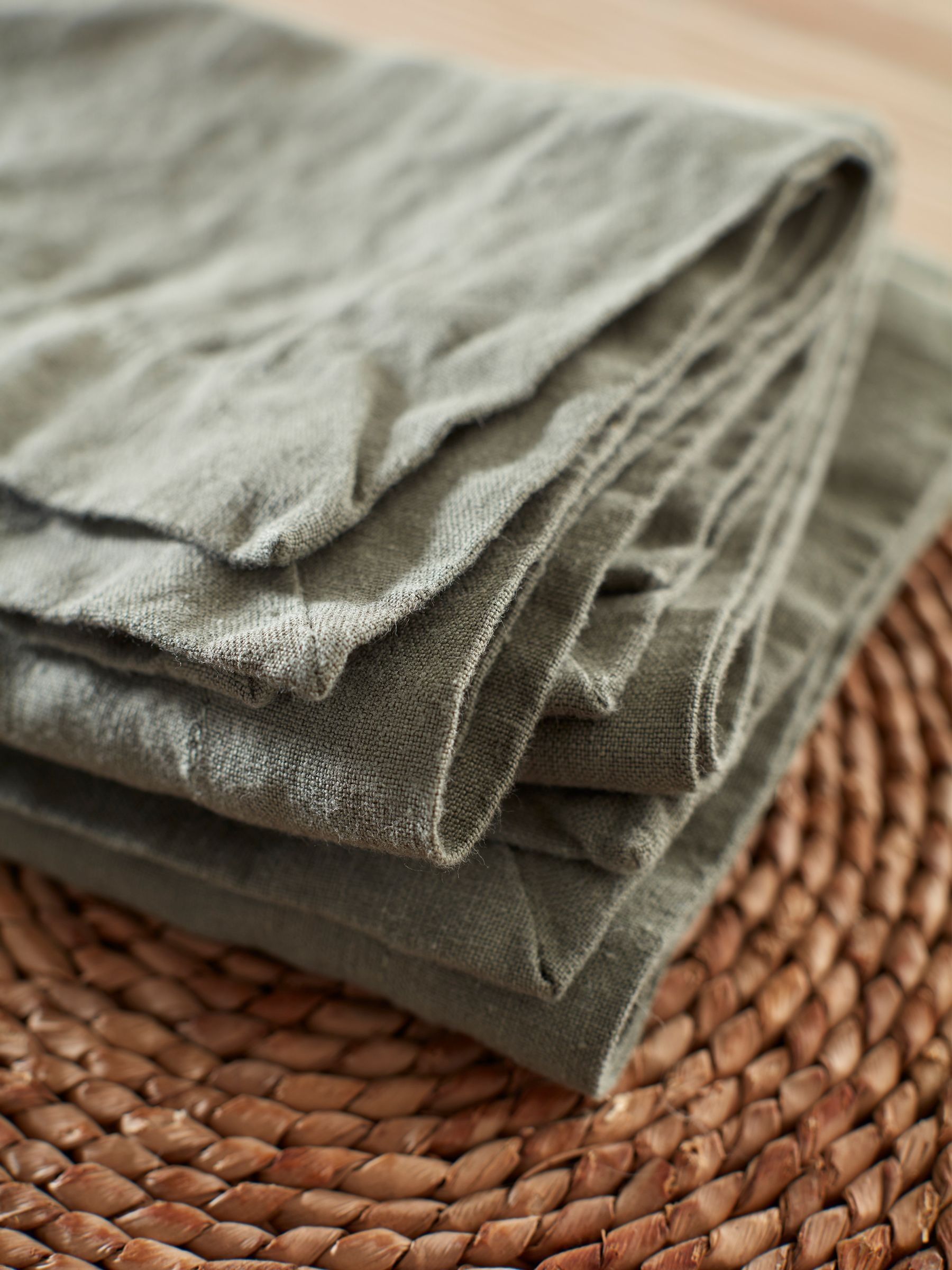 Buy Secret Linen Store Set of 4 Olive Green 100% Linen Napkins from the ...
