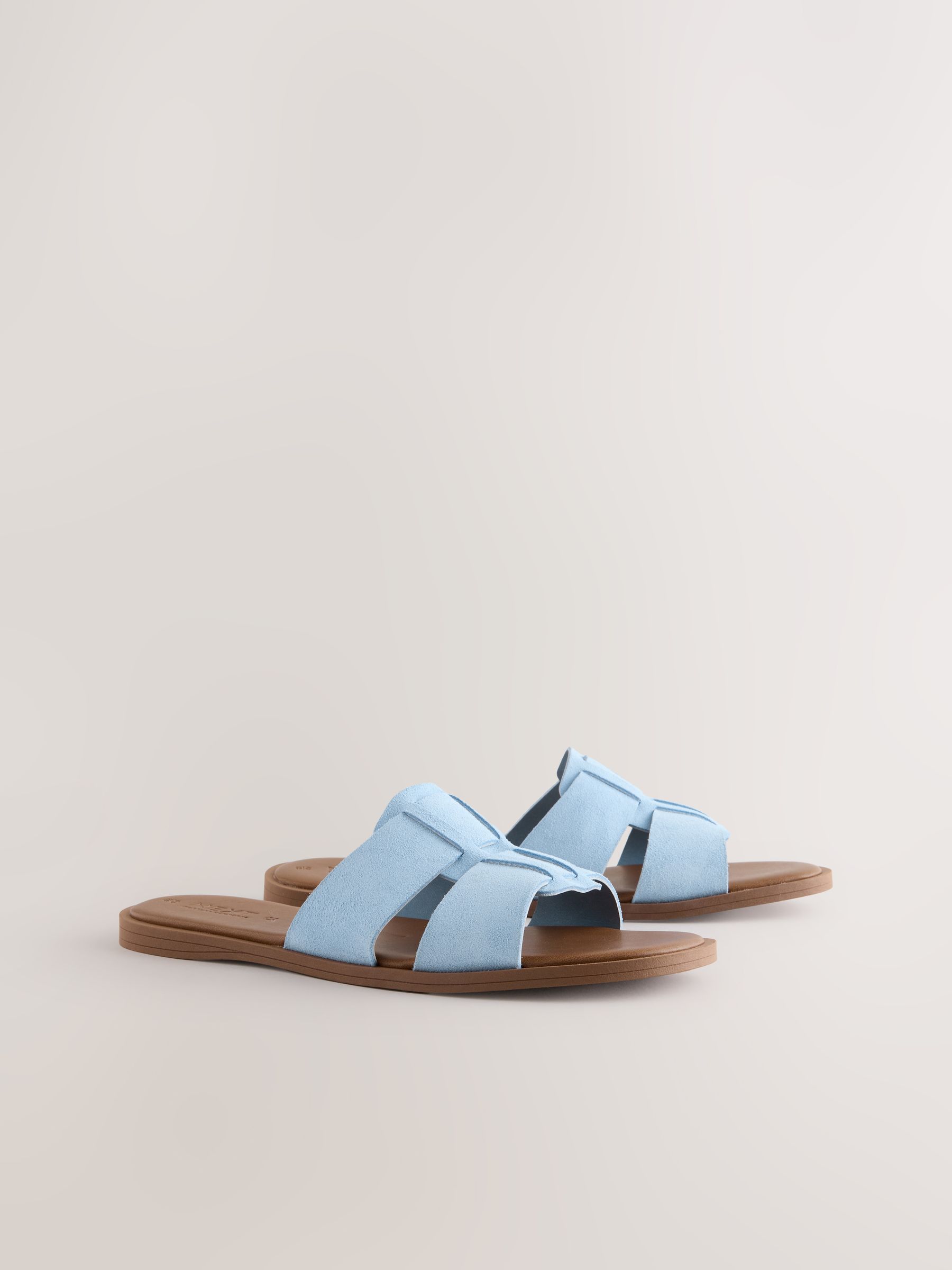 Buy Light Blue Suede Standard/Wide Fit Slot Mule Sandals from the Next ...