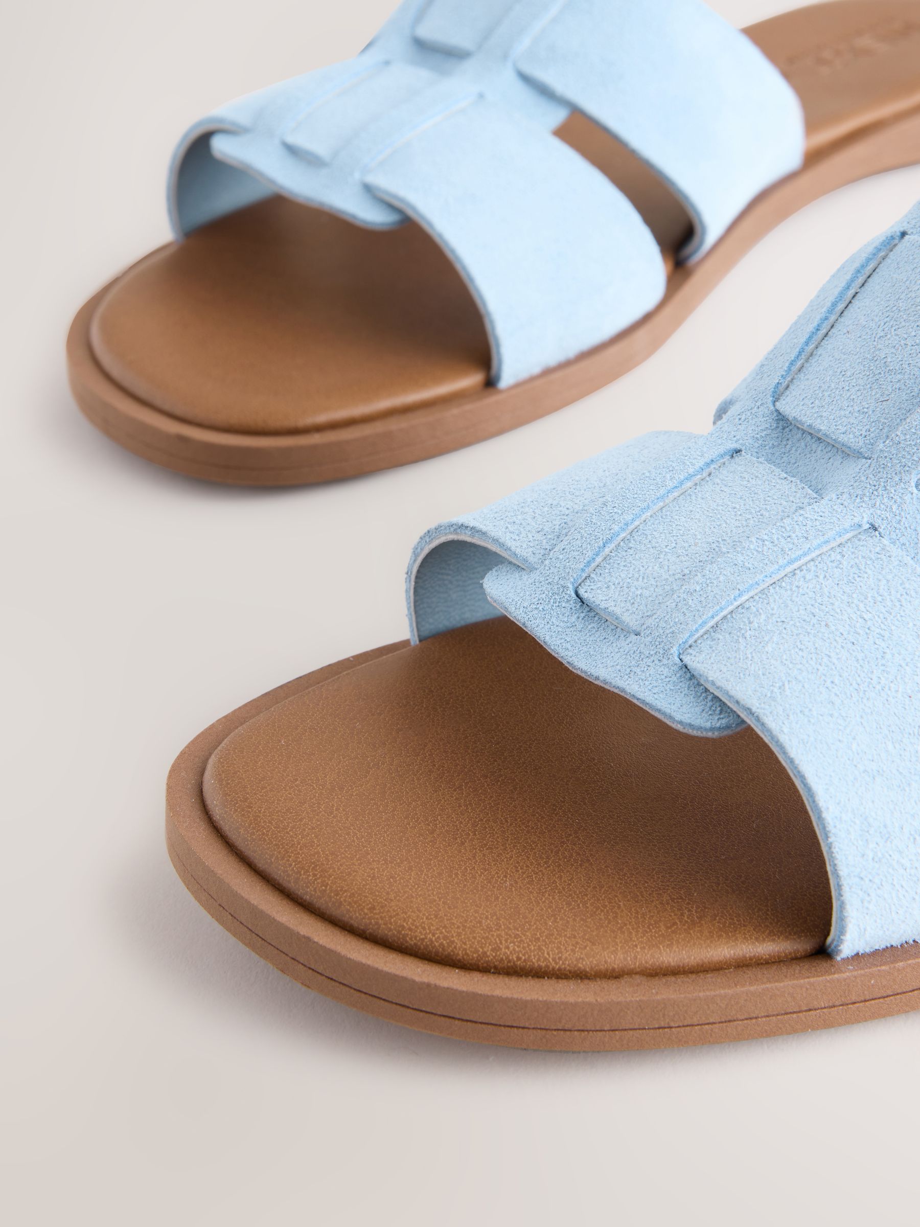 Buy Light Blue Suede Standard/Wide Fit Slot Mule Sandals from Next Cyprus