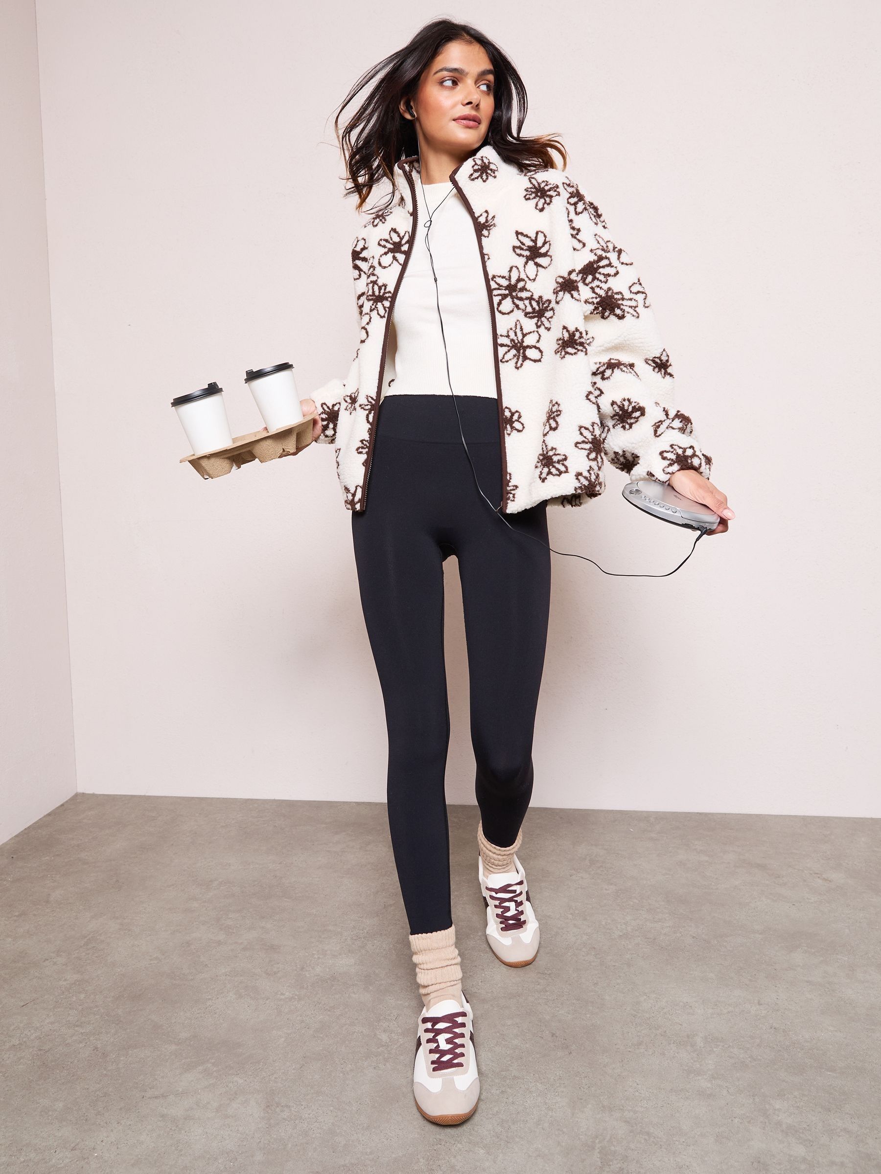 Buy Friends Like These Cream Full Zip Floral Borg Jacket from the Next ...