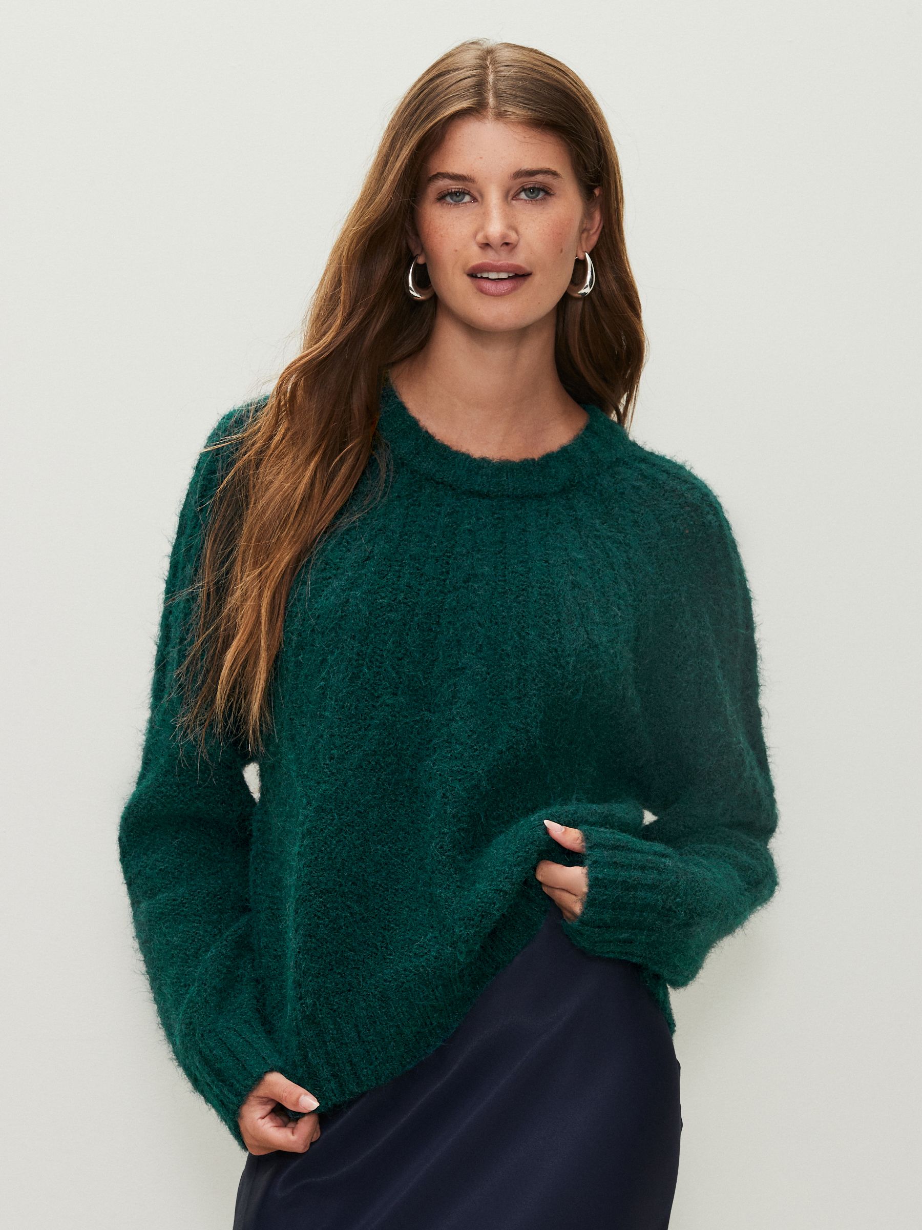 Buy Teal Blue Wool Blend Cable Knit Crew Neck Jumper from the Next UK ...