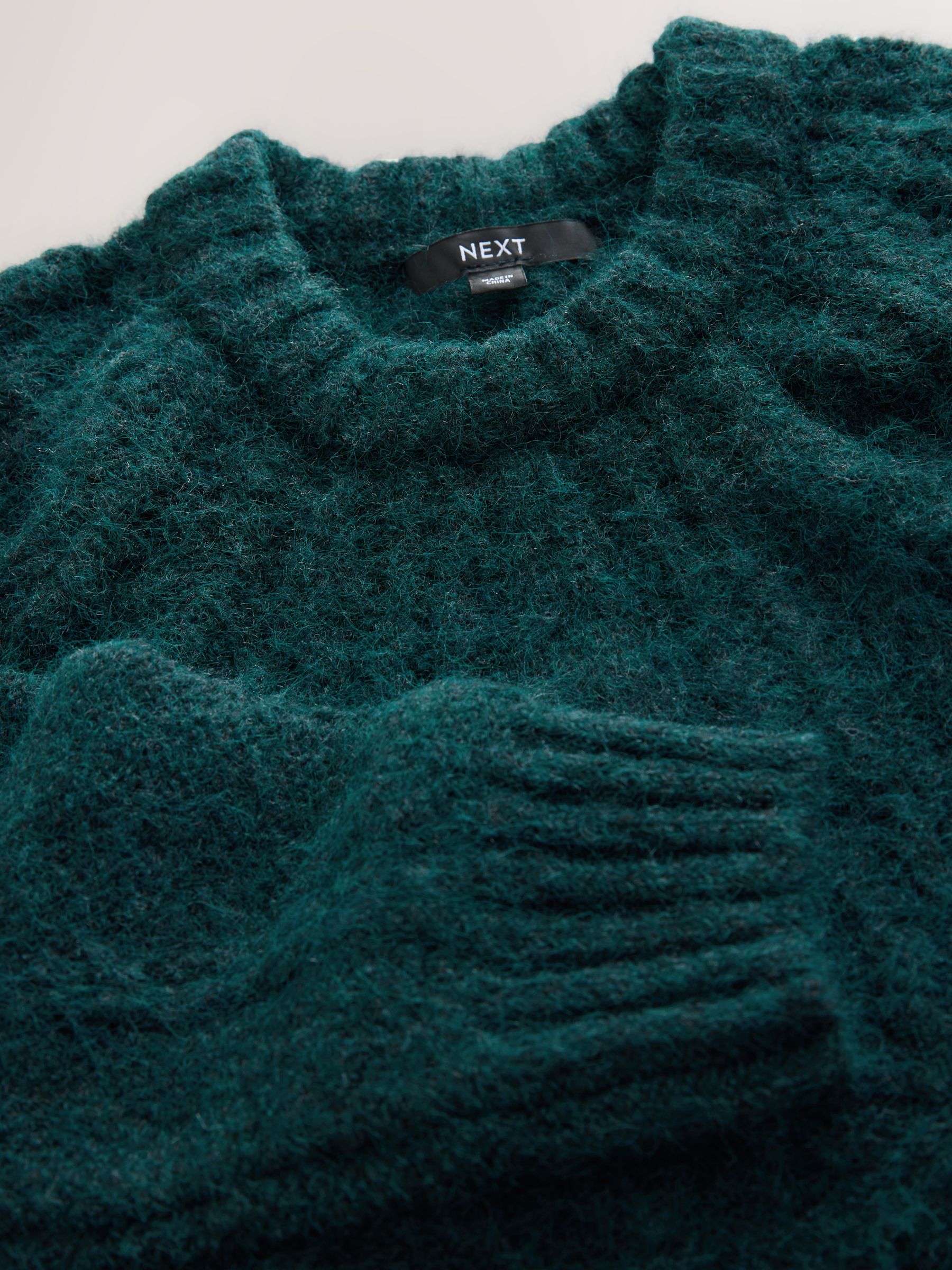 Buy Teal Blue Wool Blend Cable Knit Crew Neck Jumper from the Next UK ...