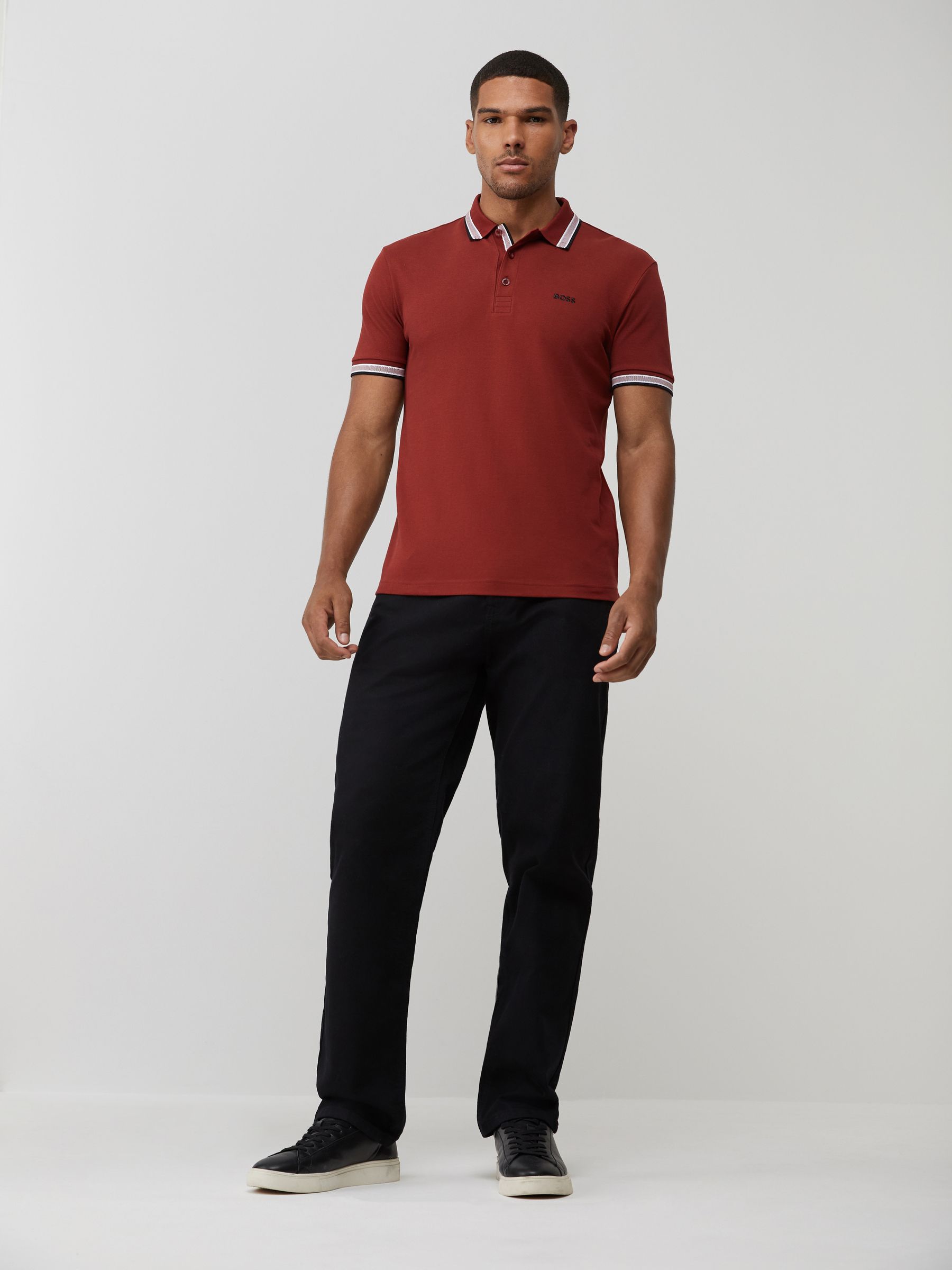 Buy BOSS Light Pink Regular Fit Paddy Tipped Collar Polo Shirt from the ...