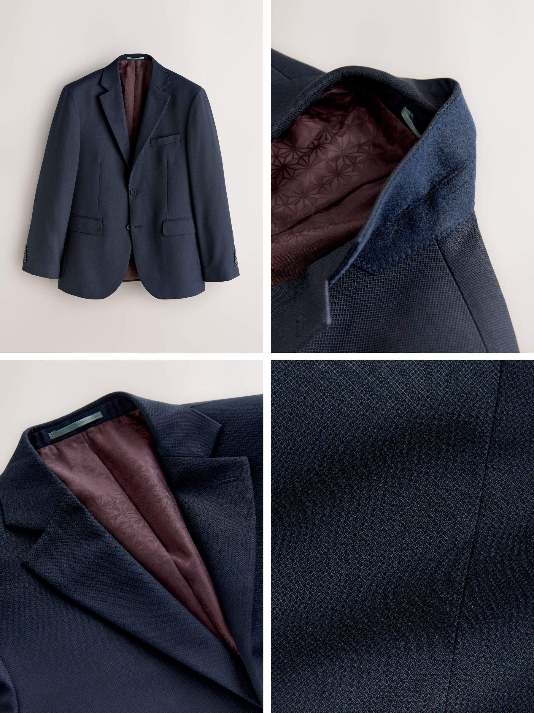 Buy Navy Blue Tailored Fit Textured Suit Jacket from Next Kuwait