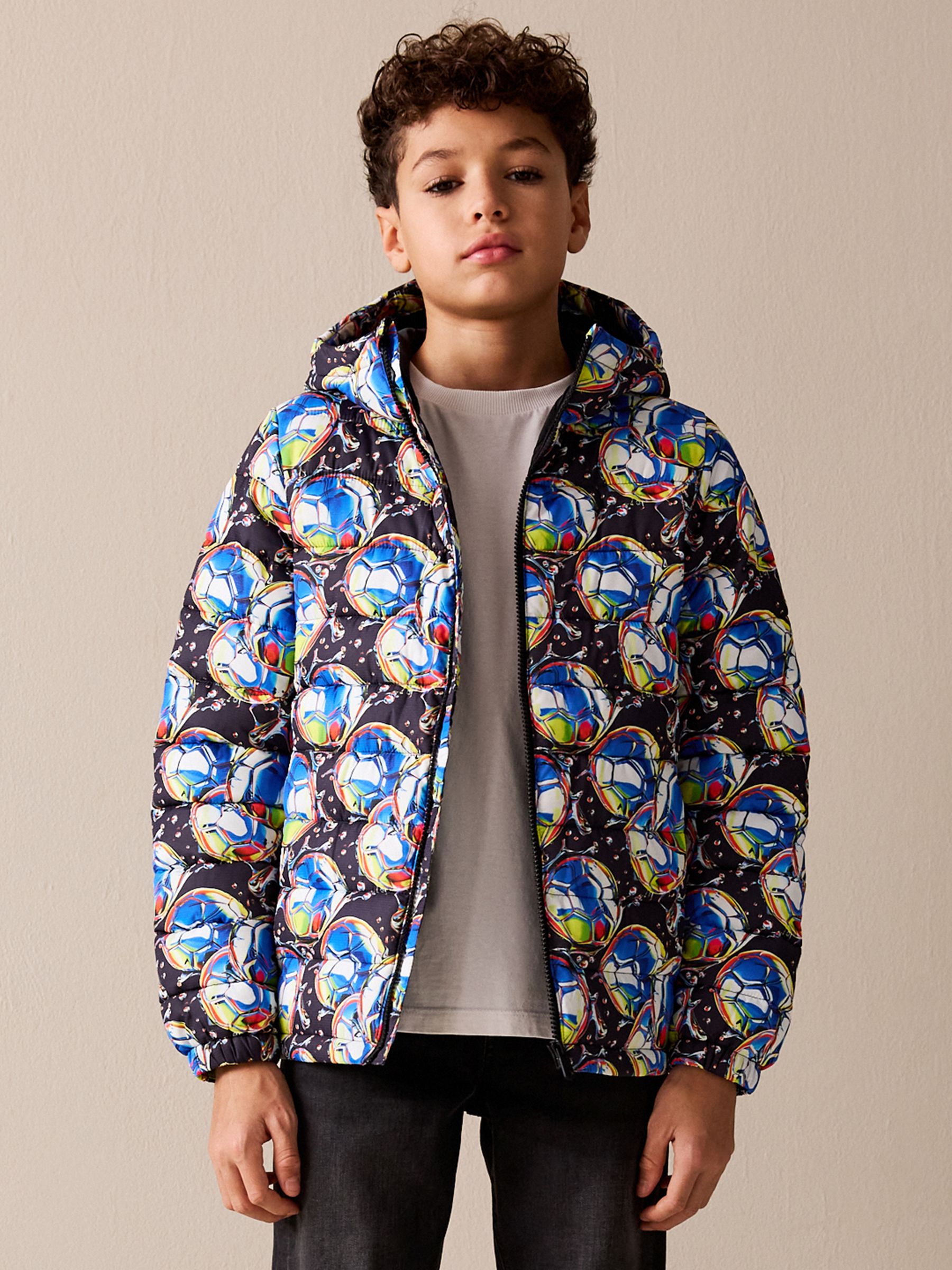 Buy Blue Football - Quilted Midweight Hooded Jacket (3-16yrs) from Next ...