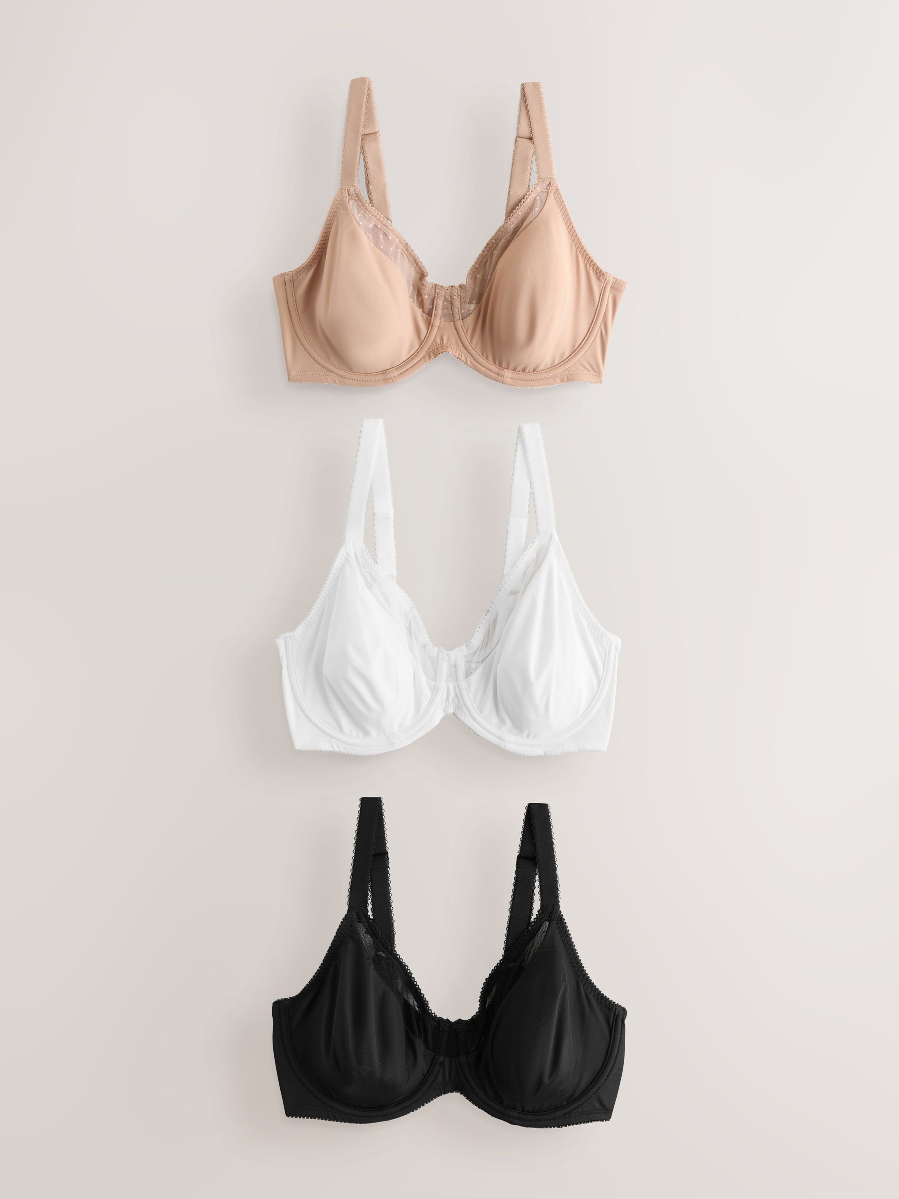 Buy Black/White/Praline Nude DD+ Minimising Full Cup Bras 3 Pack from ...