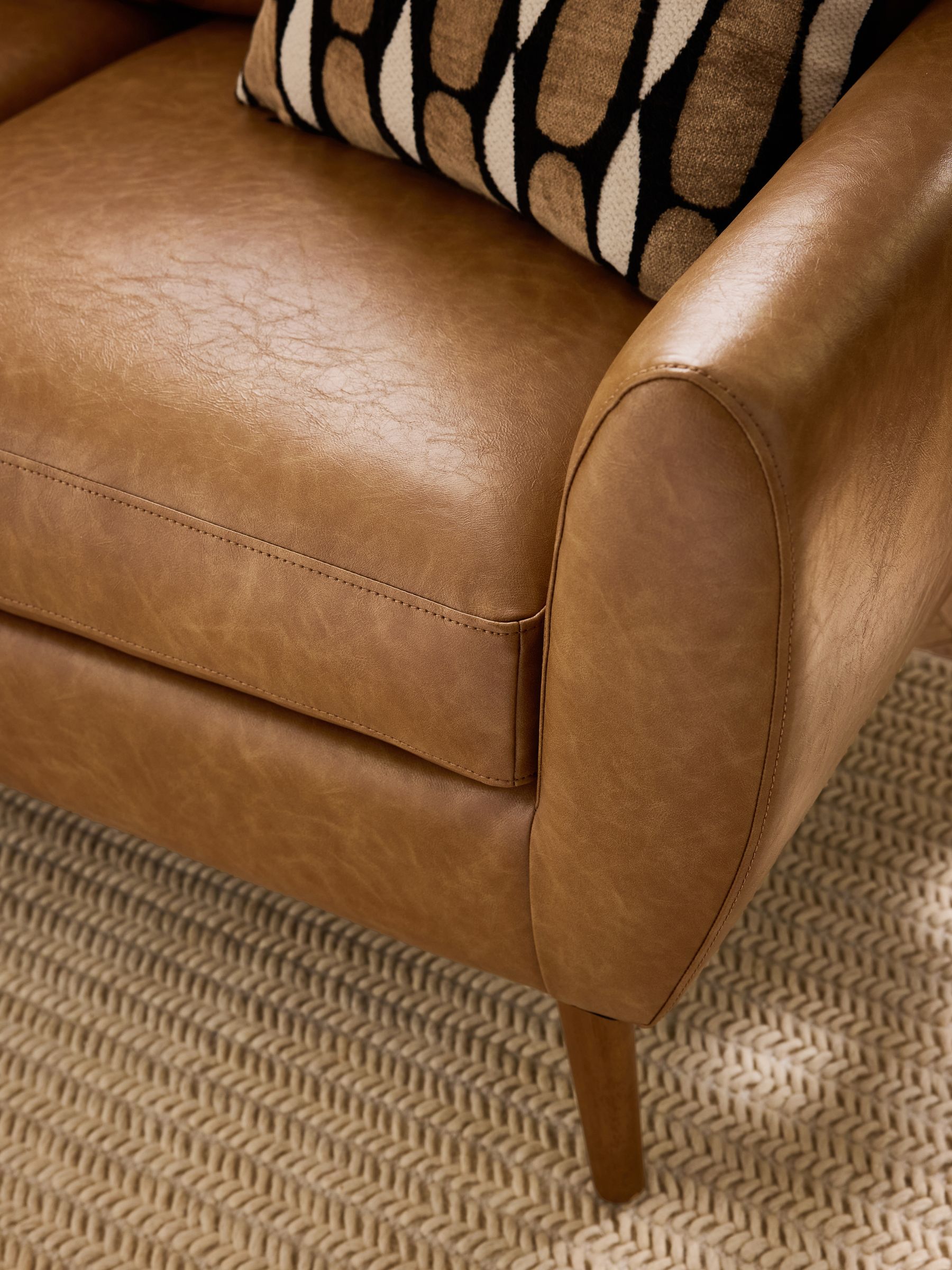 Buy Vintaged Faux Leather Light Brown Small Wilson 2 Seater Sofa from ...