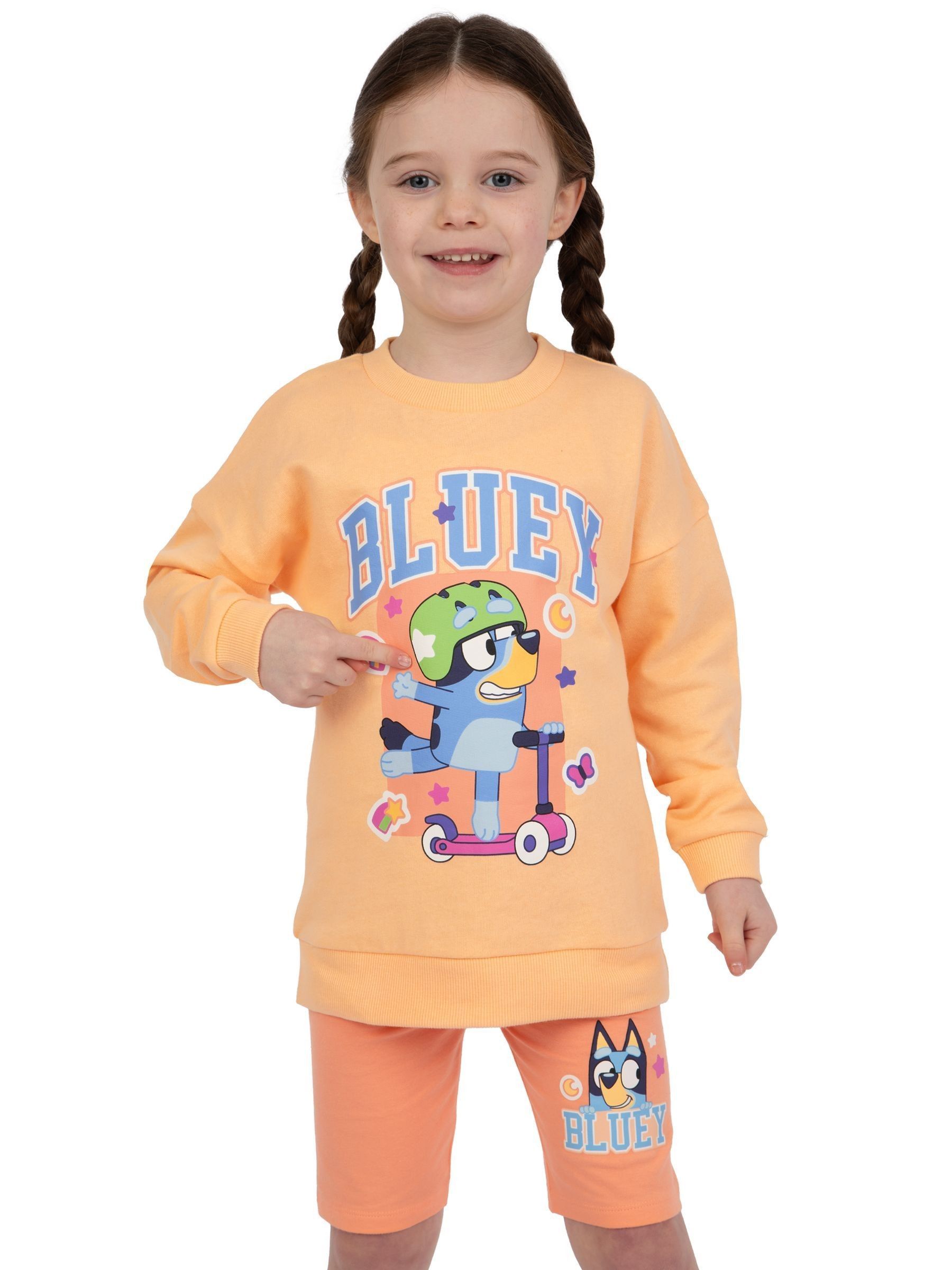 Buy Bluey Orange Character Sweatshirt And Shorts Set from the Next UK ...