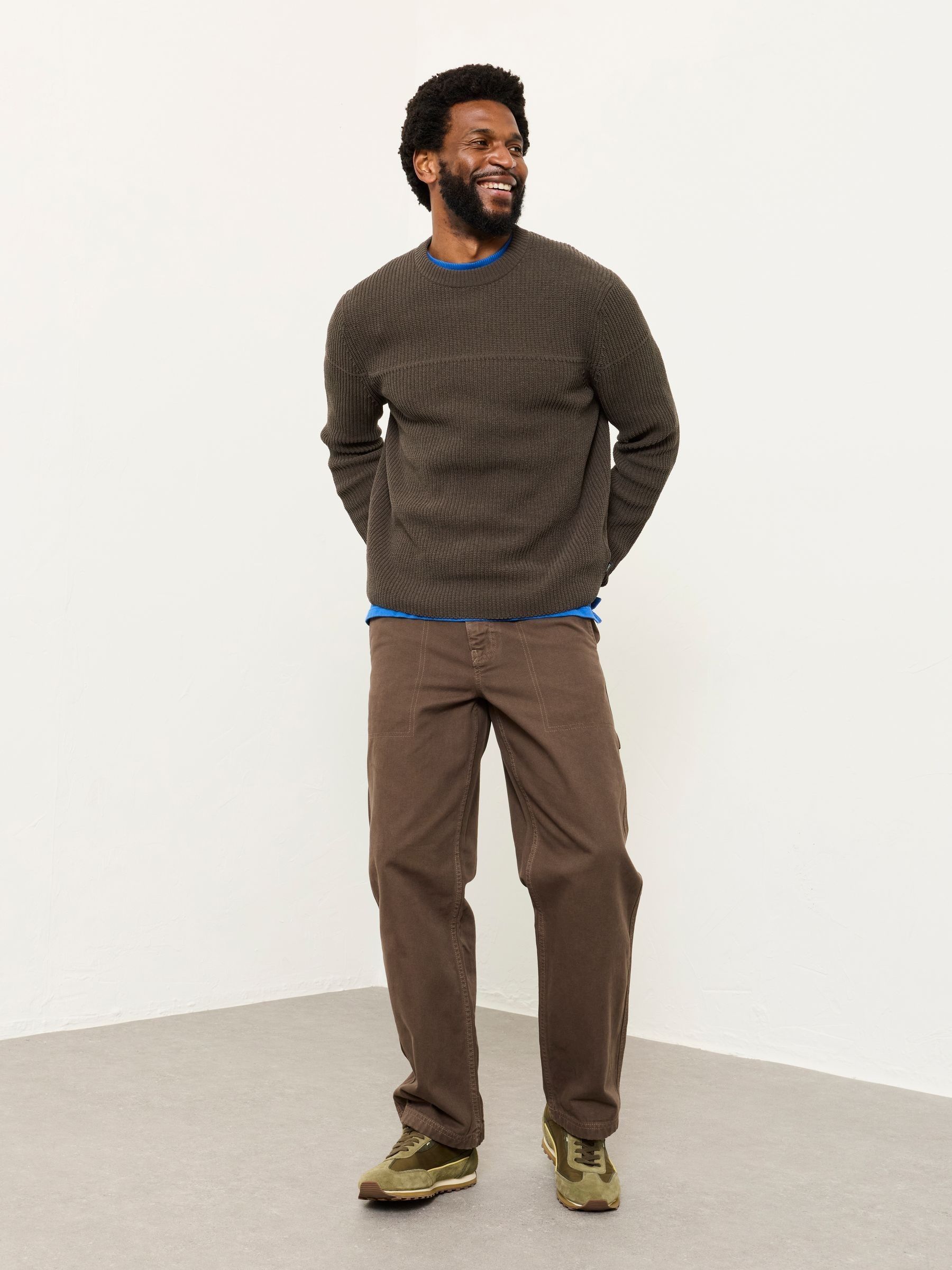 Buy FatFace Kelbrook Chocolate Brown Knitted Crew Neck Jumper from the ...