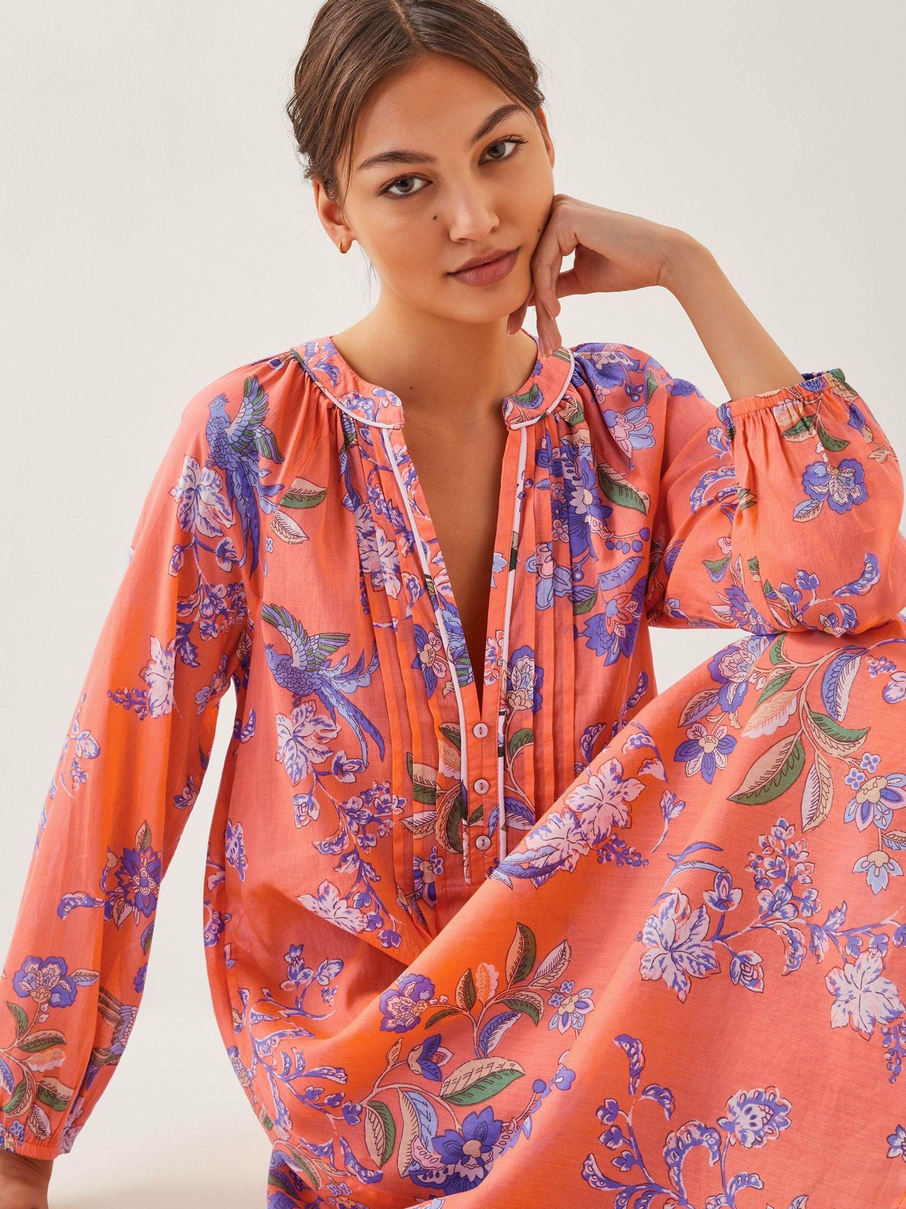 Buy Monsoon Orange Kaia Floral Tunic Midi Dress from the Next UK online ...