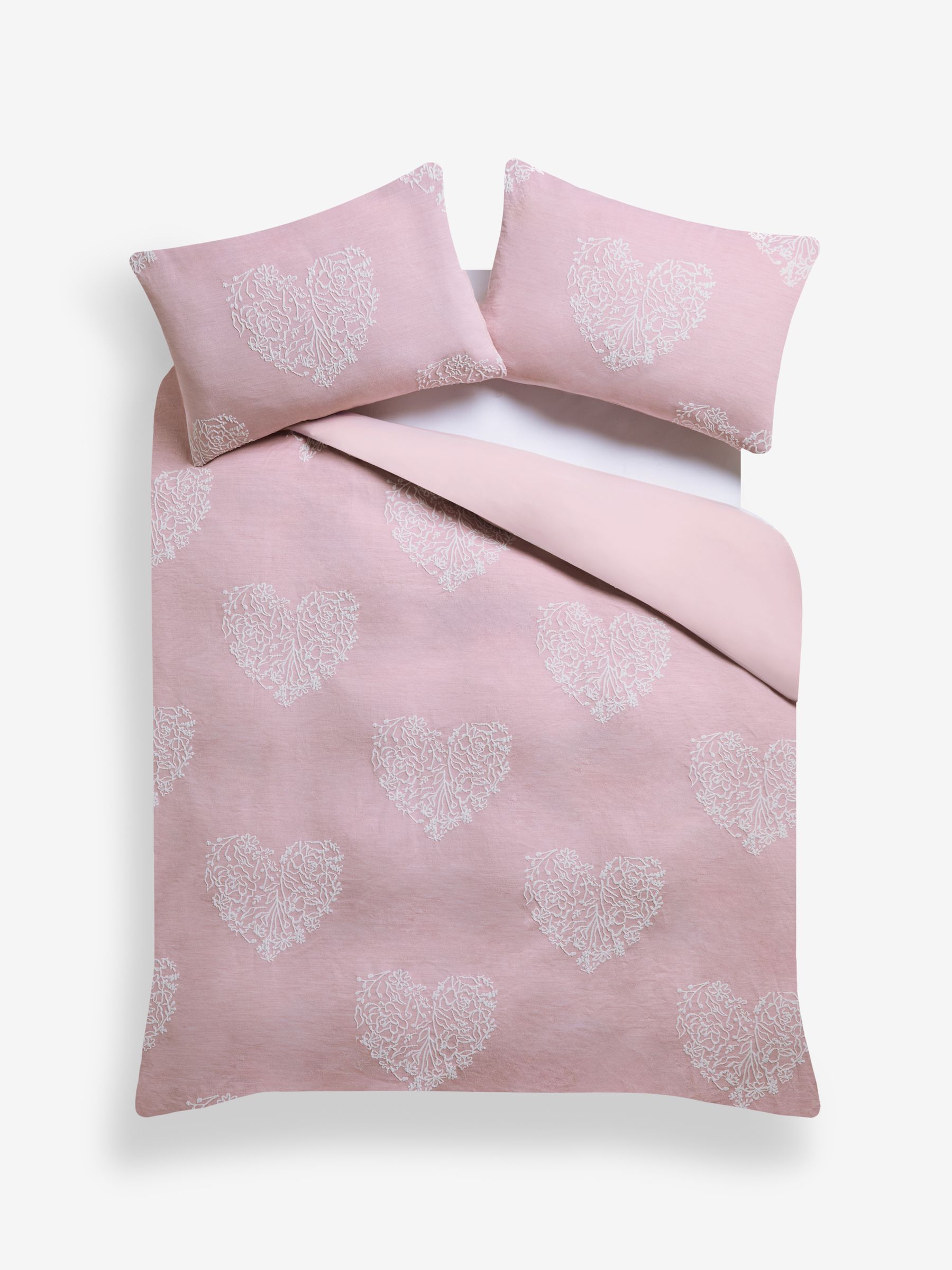 Buy Pink Heart Textured Duvet Cover and Pillowcase Set from Next Spain